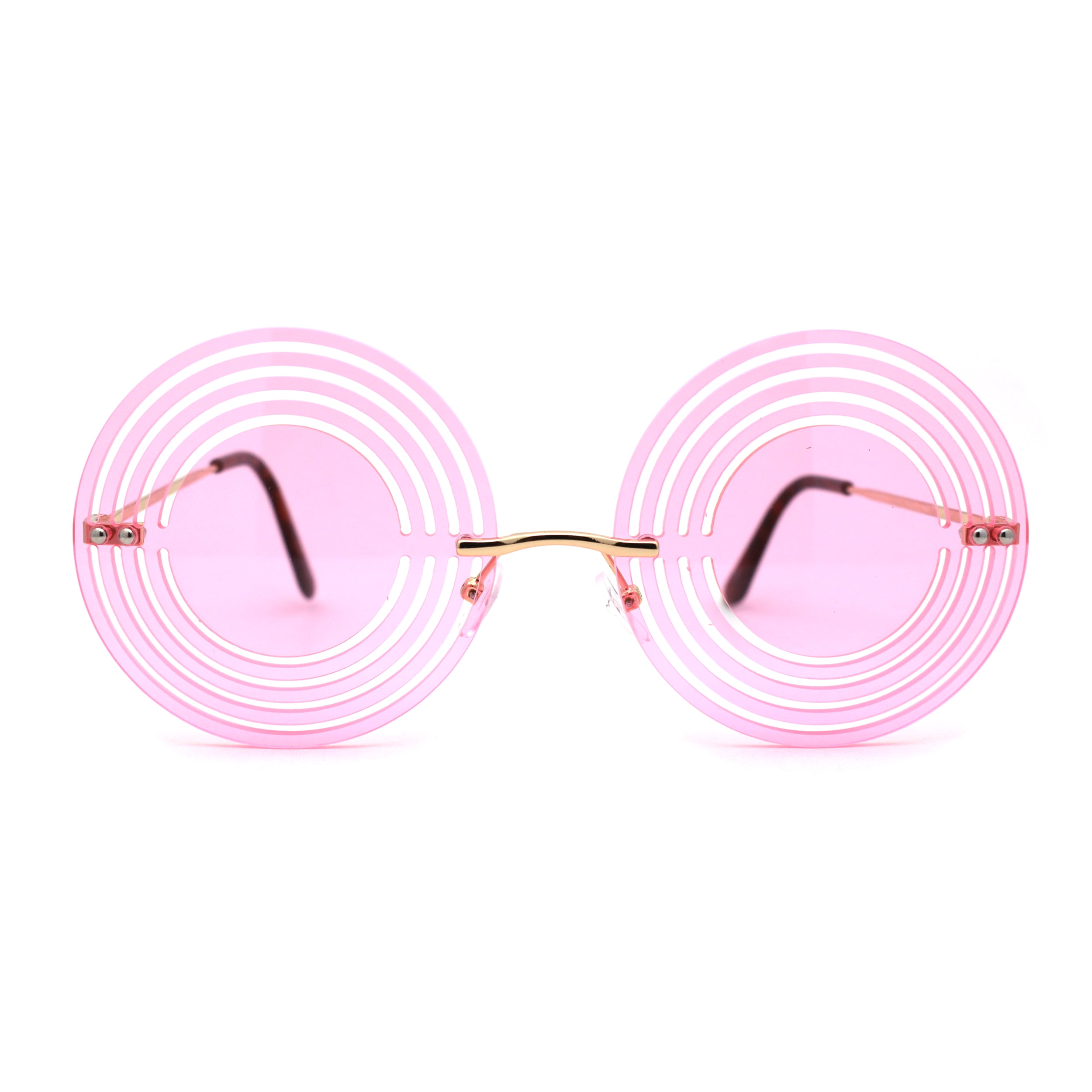 Hypnotist Circular Die Cut Hippie Round Circle Lens Sunglasses Gold ...