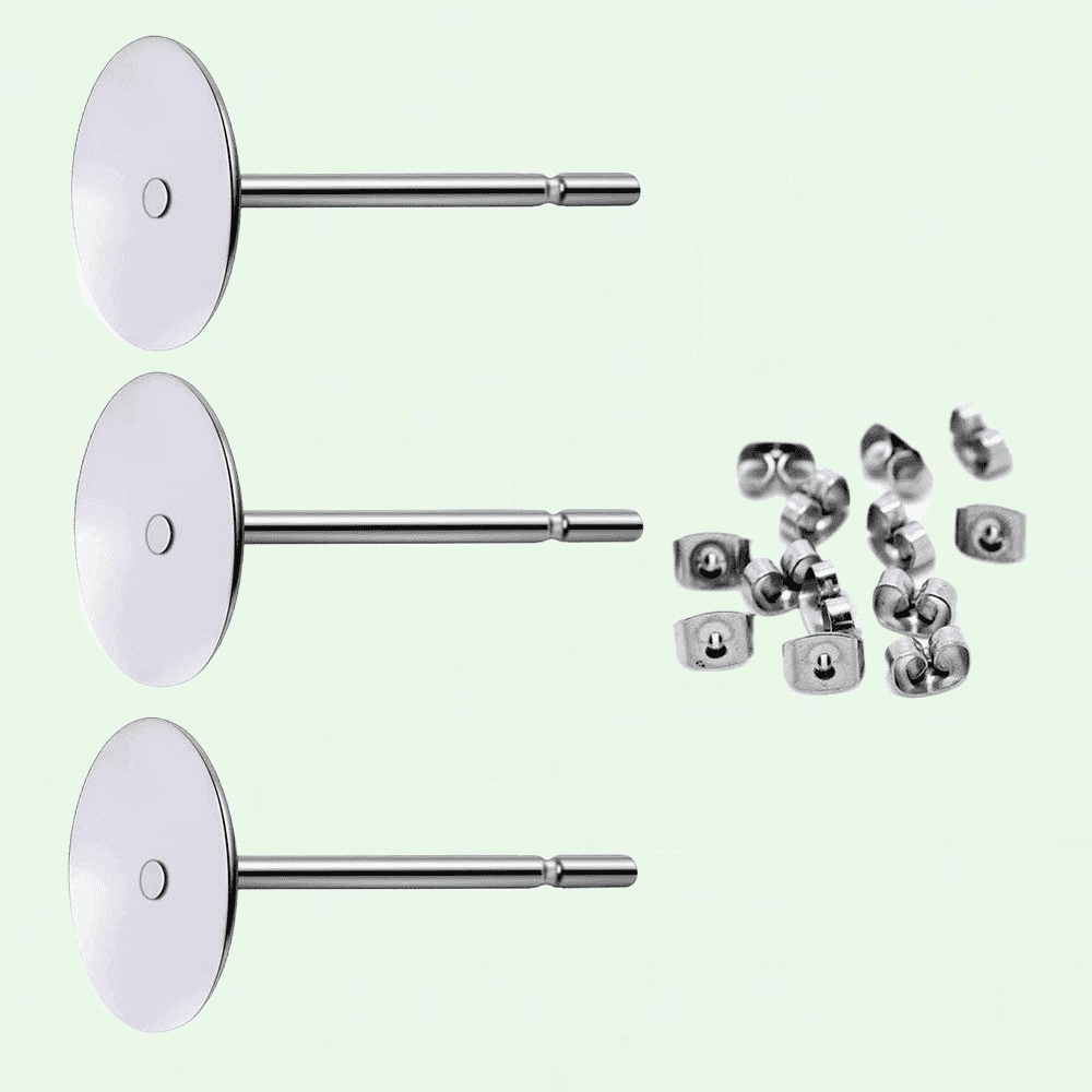 Hypoallergenic 400pcs Flat Pad Stud Earring Blanks with Backs for ...