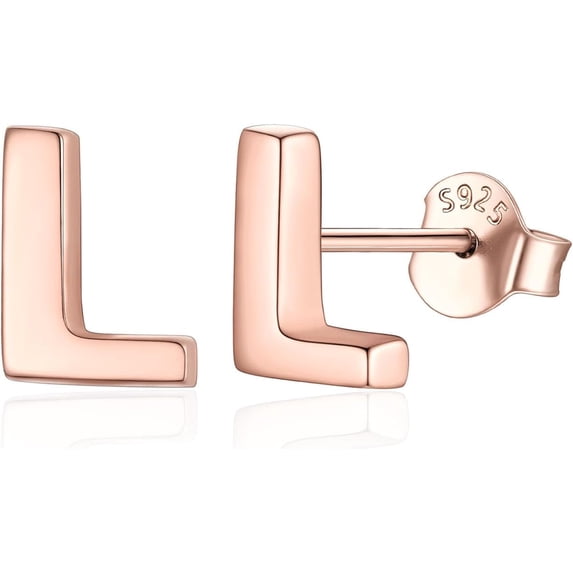 Hypoallergenic 925 Sterling Silver Stud Earrings Simple Tiny Initial ...