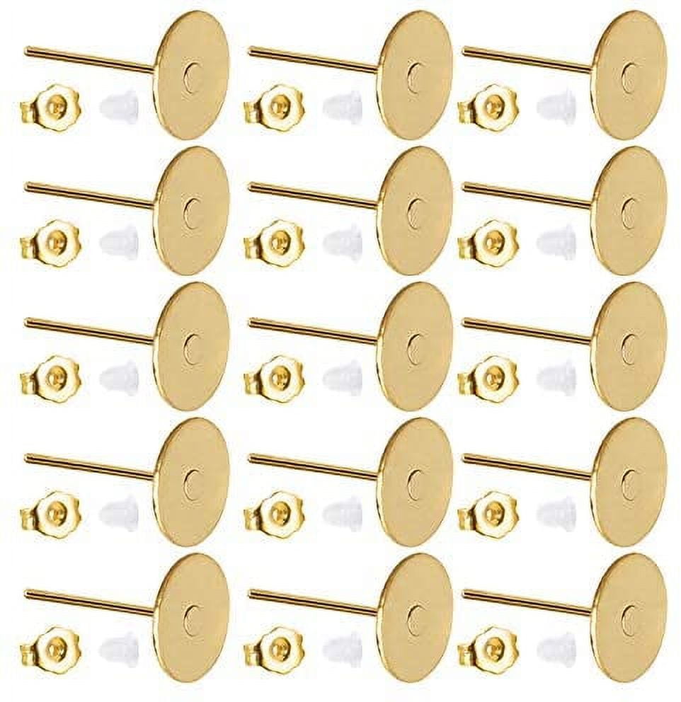 Hypoallergenic Earring Posts and Backs,18k Gold Plated 8MM Earrings ...