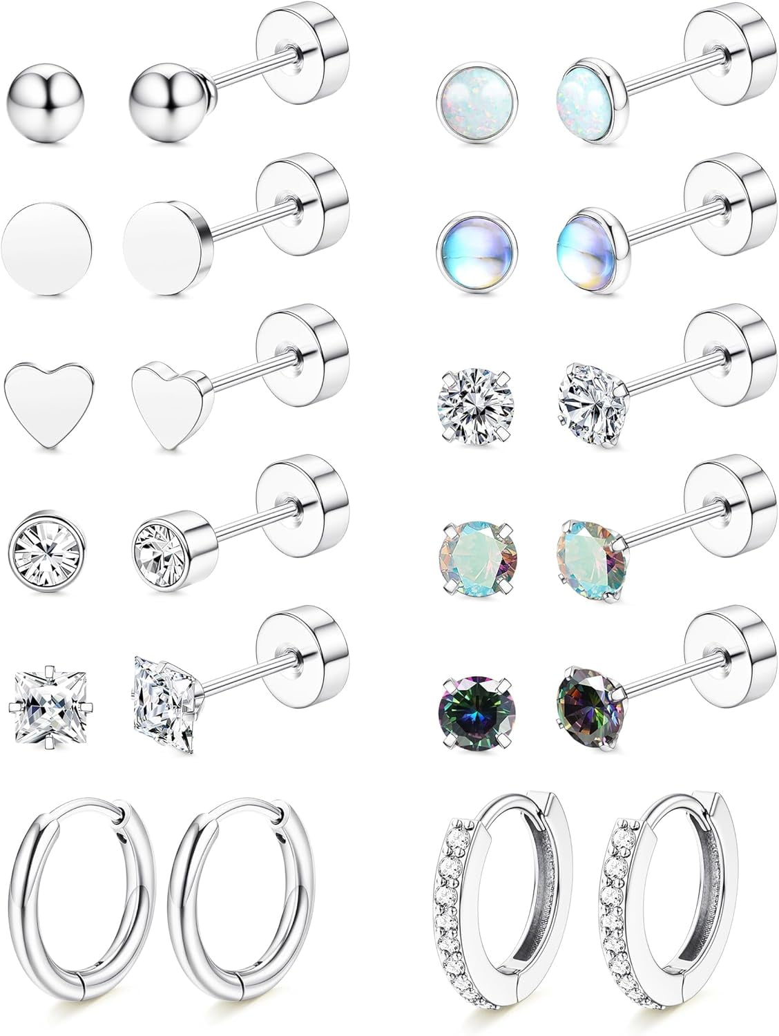 Hypoallergenic Flat Back Earrings for Women-Surgical Steel Earrings for ...