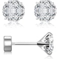 Hypoallergenic G23 Titanium Screw-on Flat Back Stud Earrings with Rose ...
