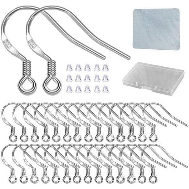 Hypoallergenic Silver Earring Hooks 120 PCS 60 Pairs S925 Sterling Silver Plated Ear Wires for Jewelry Making Jewelry Findings Parts with 120 PCS Rubber Earring Backs Stopper for DIY Earrings Walmart ...