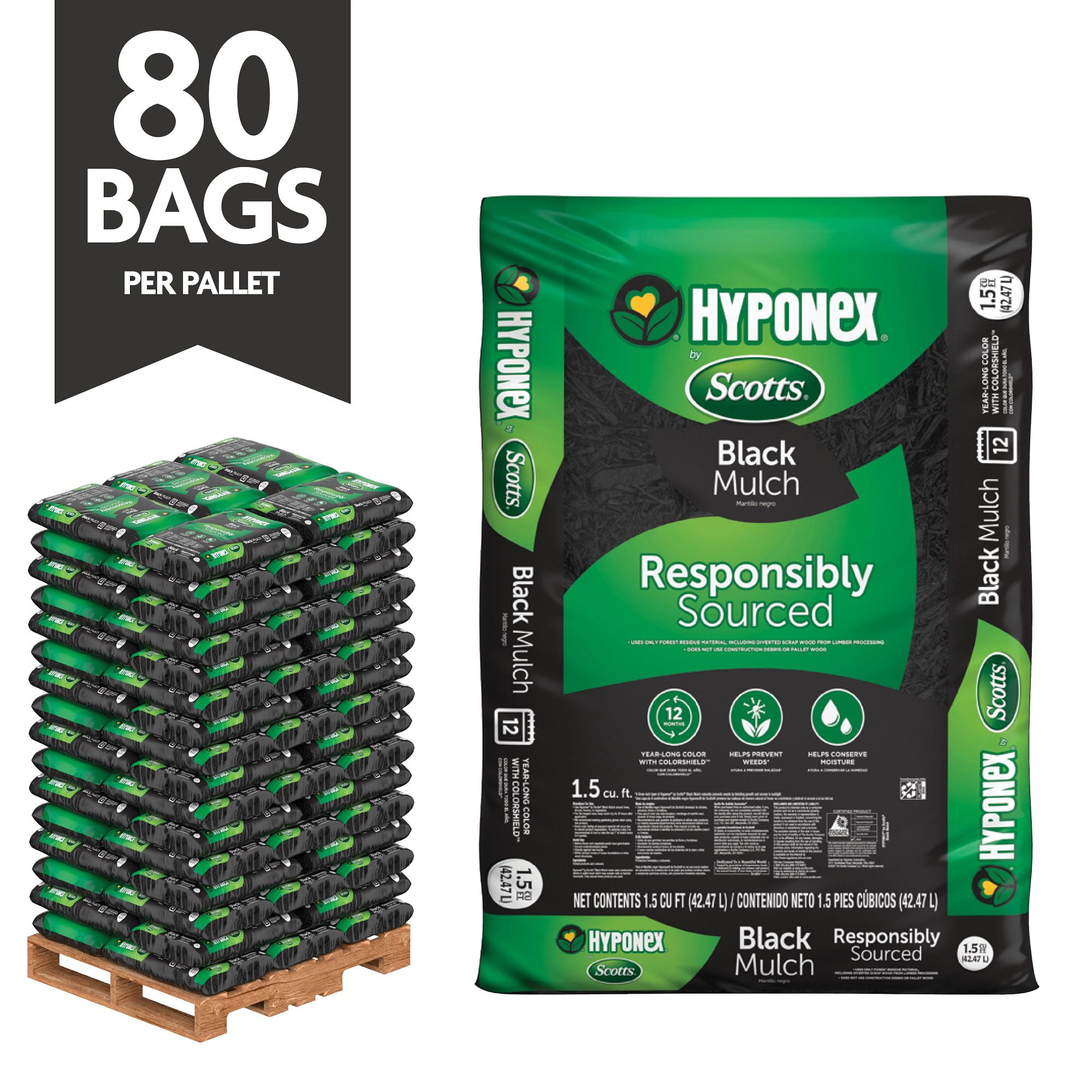 Hyponex by Scotts Black Mulch, For Landscapes and Gardens, Bulk Mulch ...
