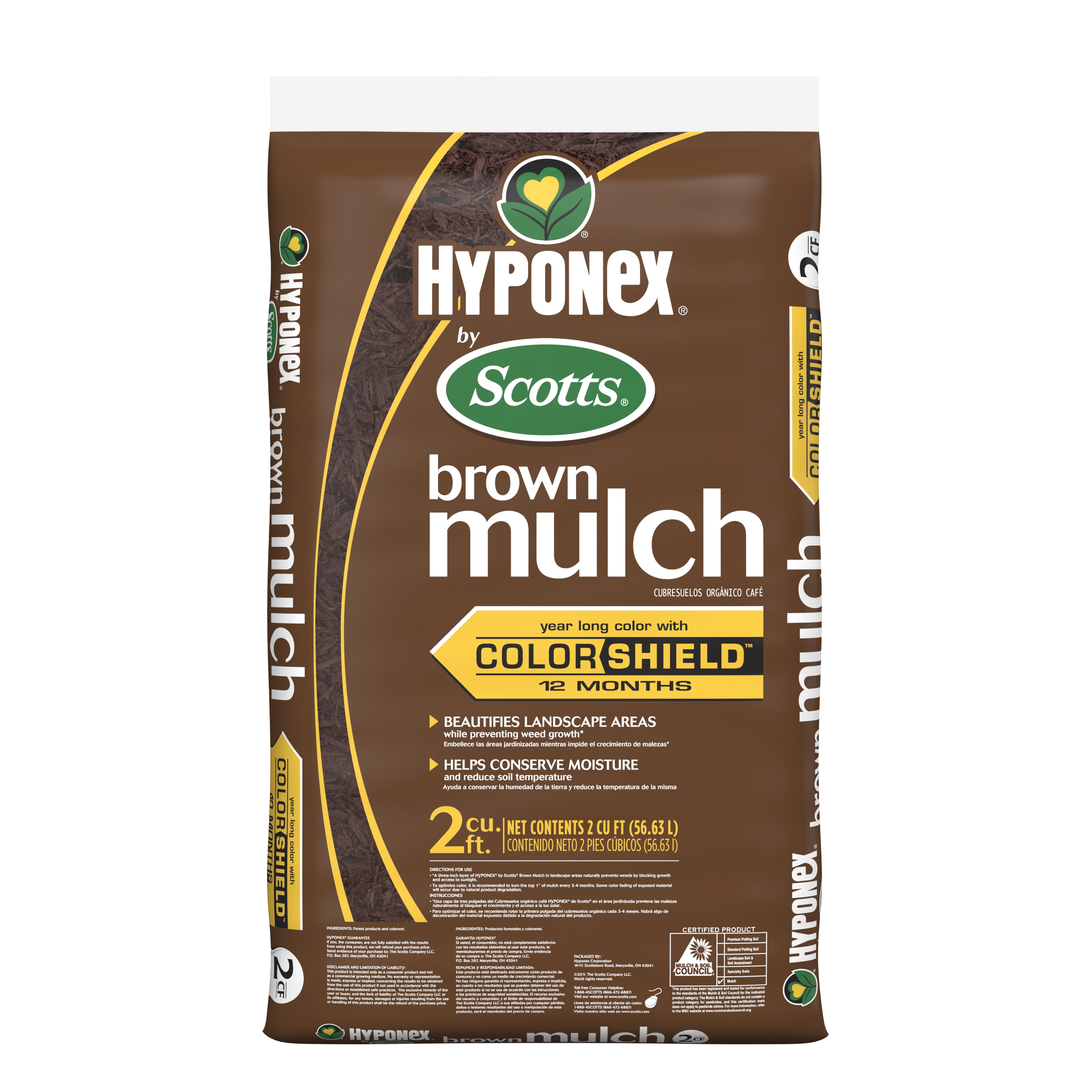Hyponex by Scotts Brown Mulch, 2 cu. ft., Provides Year-Long Color ...