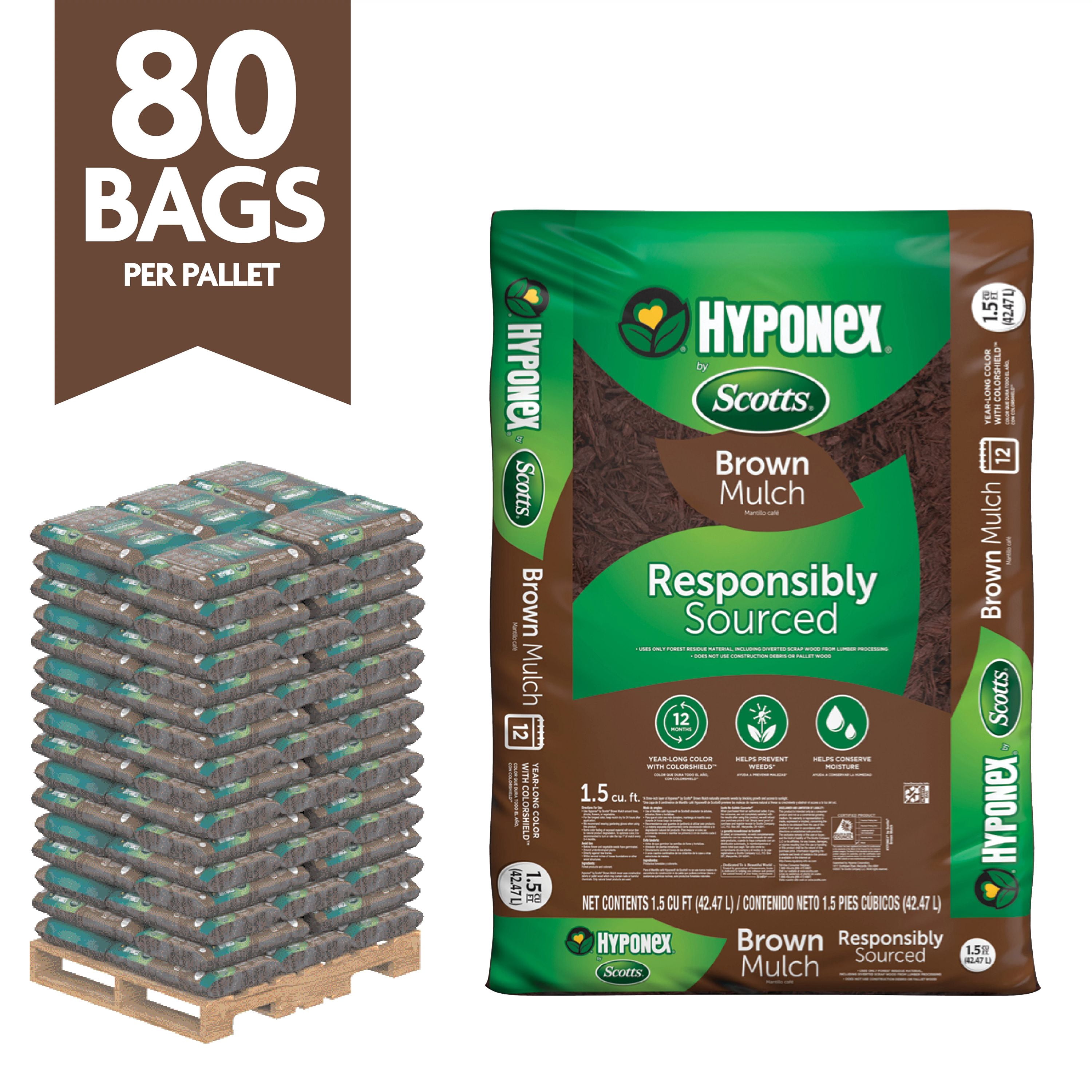 Hyponex by Scotts Brown Mulch, Bulk Mulch Pallet, 1.5 cu. ft., Pallet ...