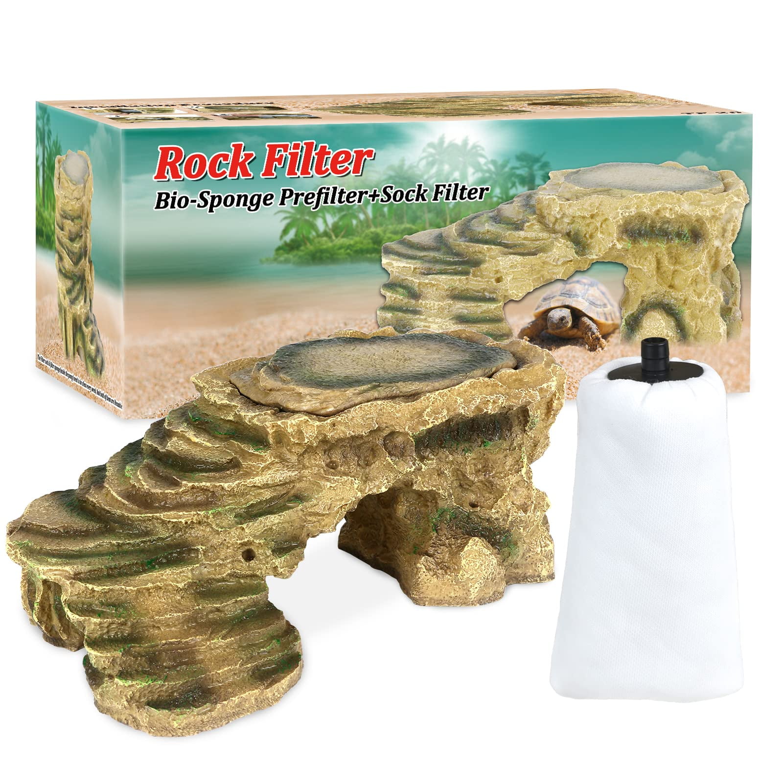 Hypool Turtle Tank Filter Basking Platform With Aquarium Filter For