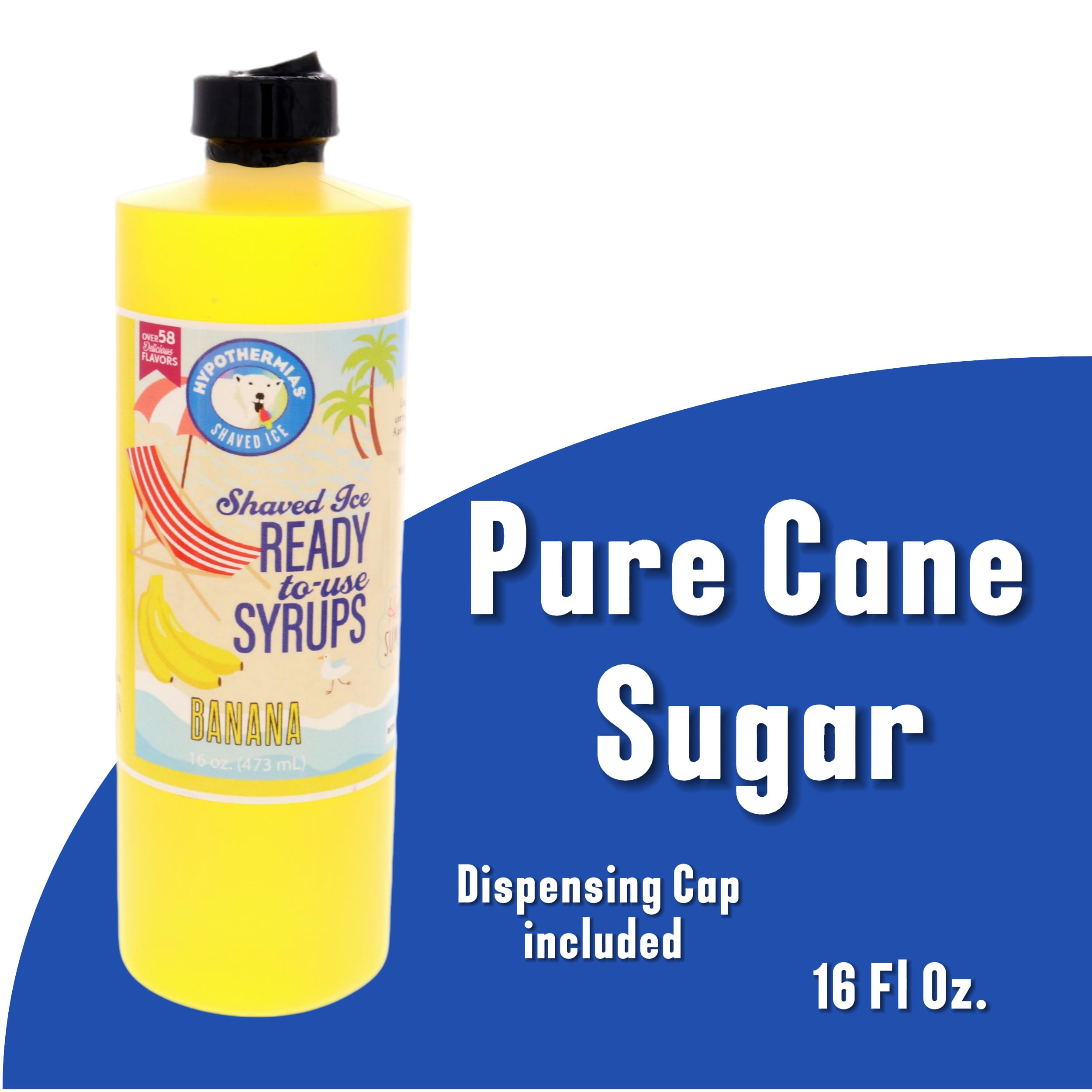 Hypothermias Banana Flavor Syrup (16 Fl Oz), 100% Pure Cane Sugar, for ...