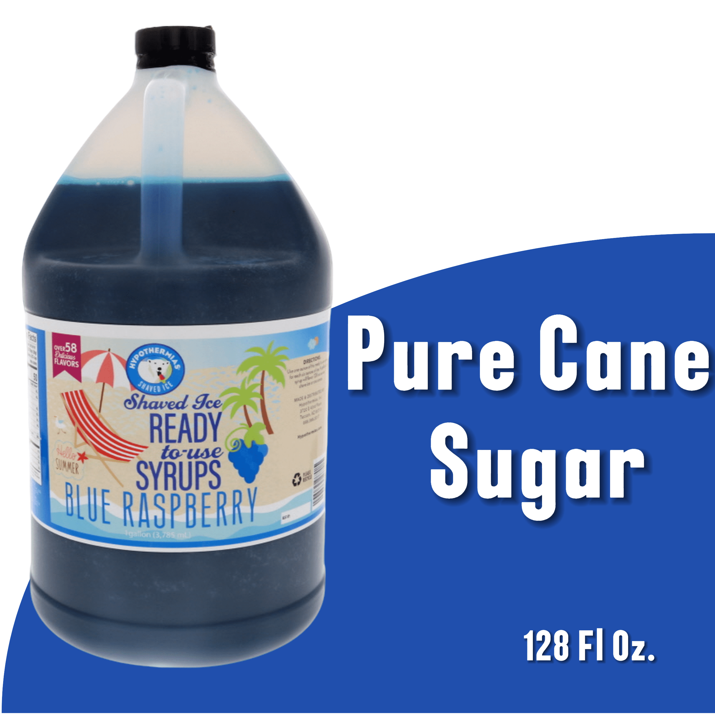 Hypothermias Blue Raspberry Shaved Ice/Snow Cone Syrup, 128 Fl. Oz, 100 ...