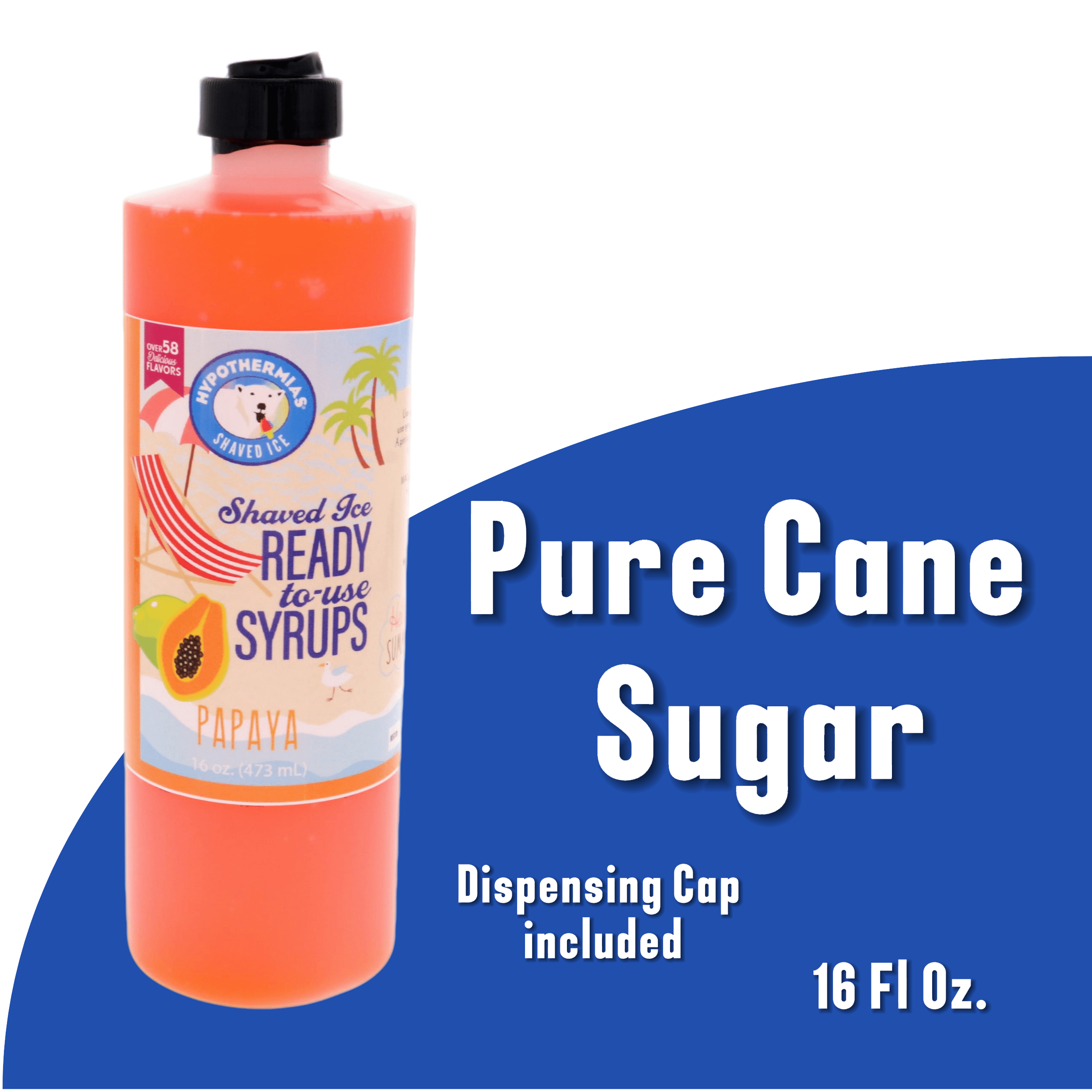 Hypothermias PAPAYA (16 Fl Oz) Handcrafted Hawaiian Snow Cones Flavor ...