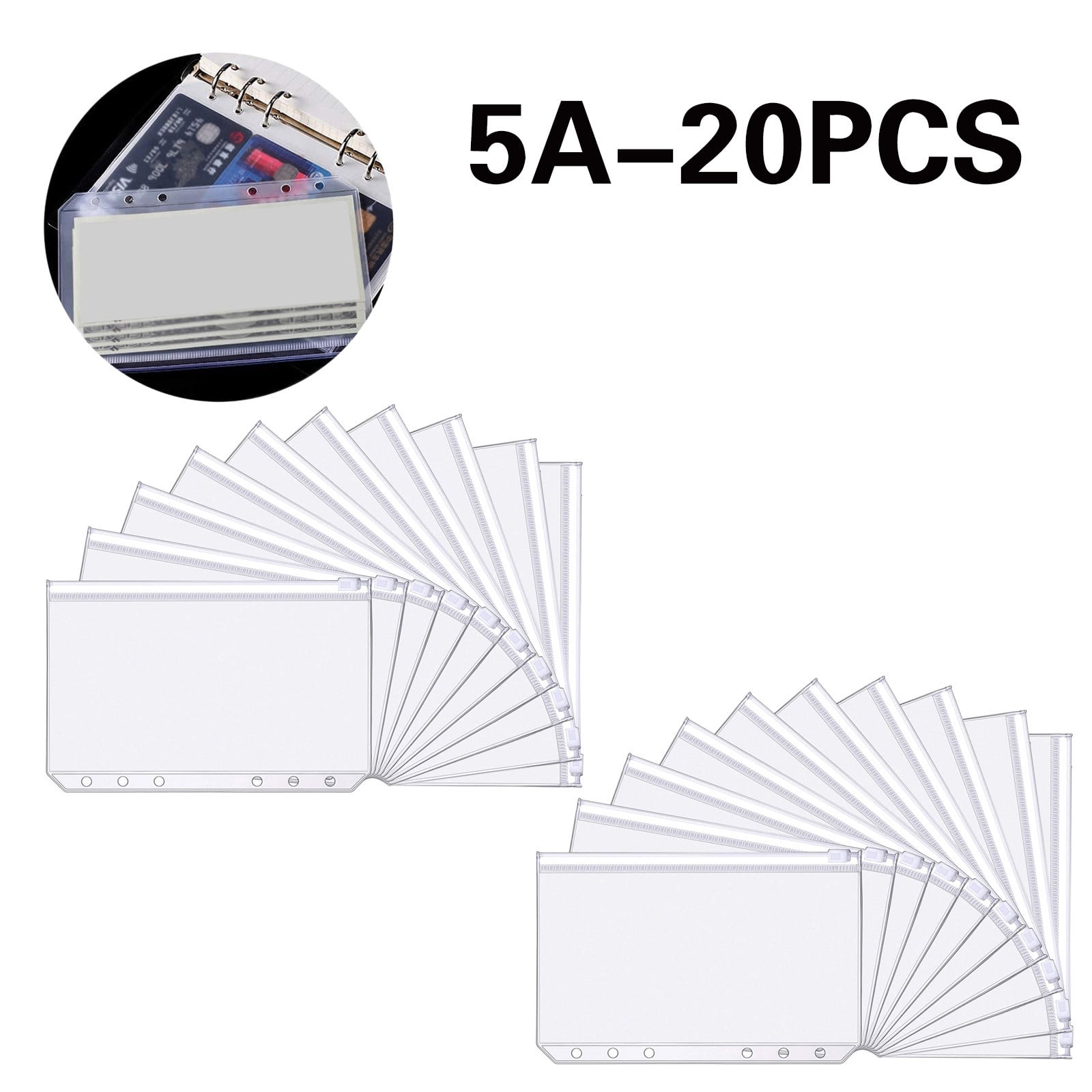 Hyrbek 20Pcs A5 Binder Pocket Plastic Binder Zipper Folder Waterproof ...