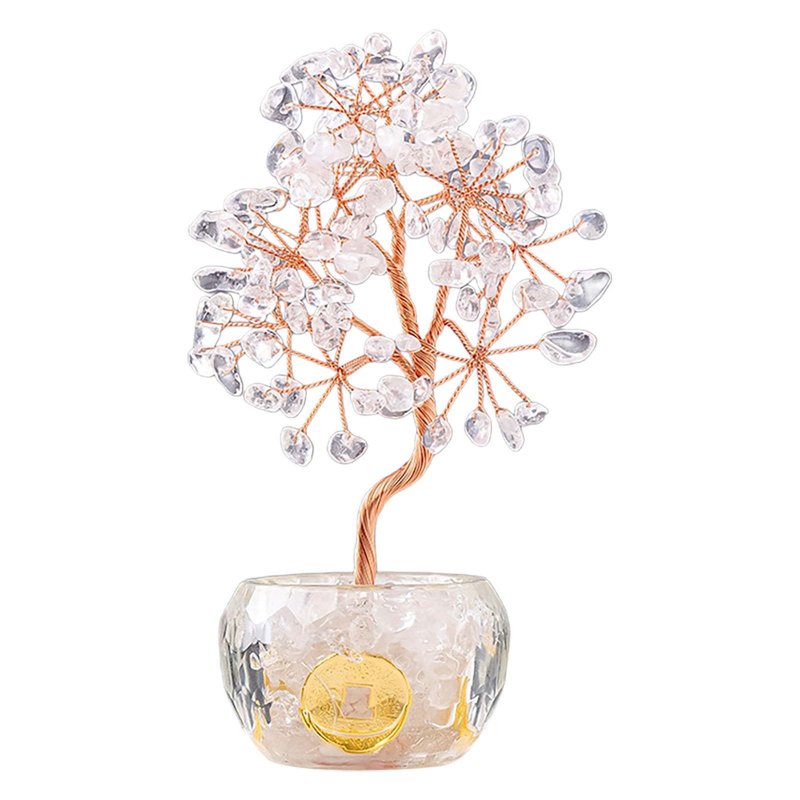 Hyrbek Desktop Ornament, Tree Stones Reiki Natural Base Copper Wire ...