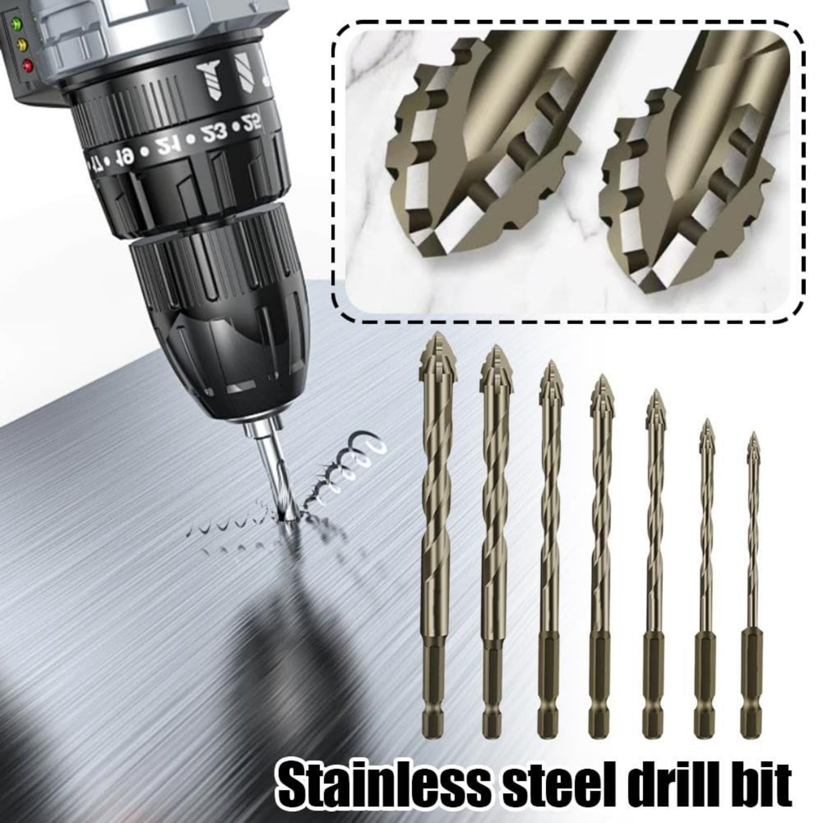 Hyrbek New Four Flute Sawtooth Eccentric Drill Bit New Four Serrated Eccentric Dry Drilling Full ...