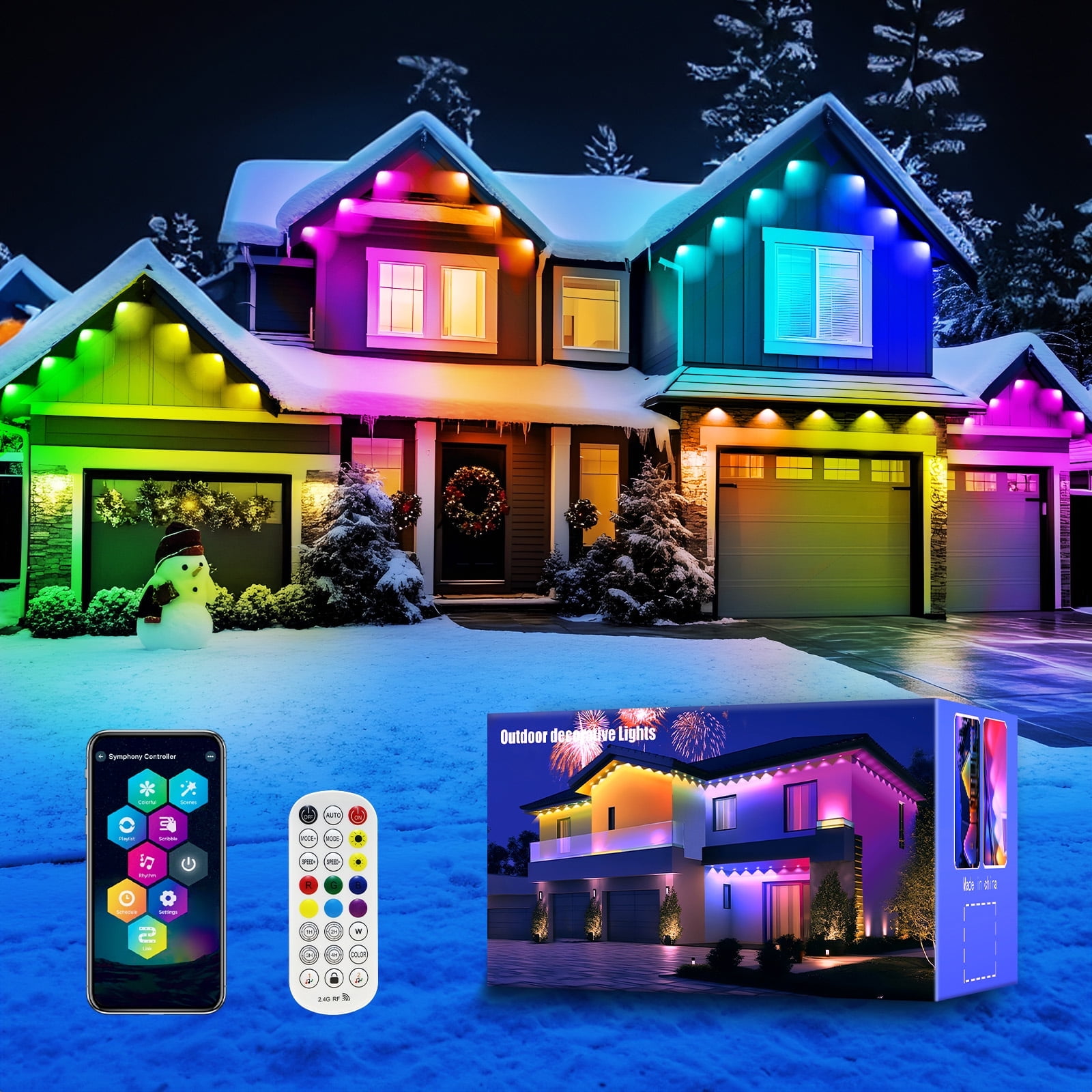 Hyrion 100ft Permanent Outdoor Lights, 60 LED Smart Eaves Lights ...