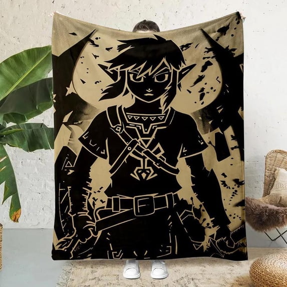 Hyrule Heritage Blanket Triforce Golden Design Ultra Soft Flannel ...