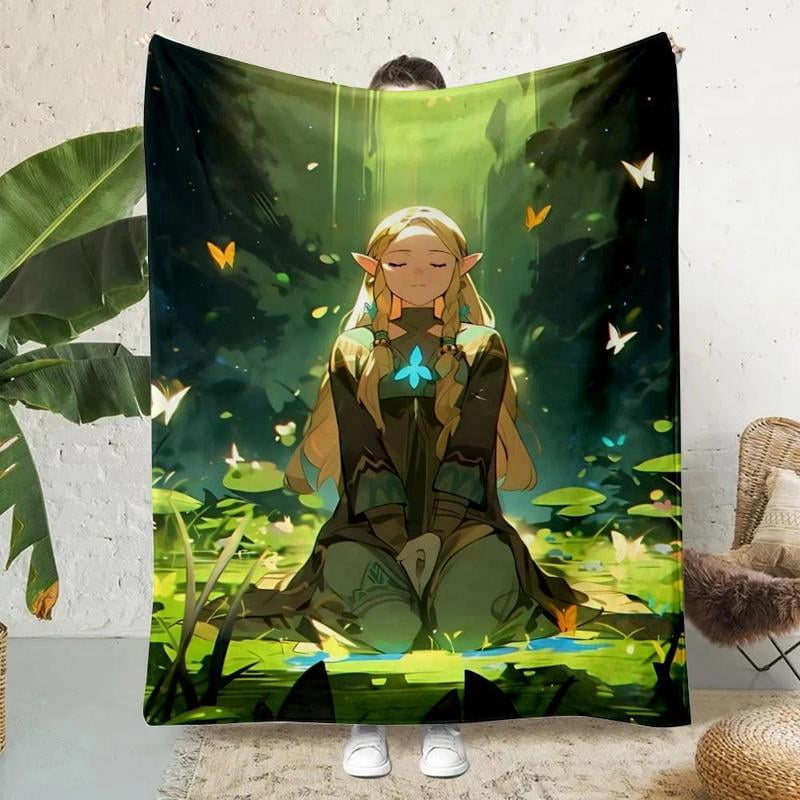 Hyrule Heritage Blanket Triforce Golden Design Ultra Soft Flannel ...