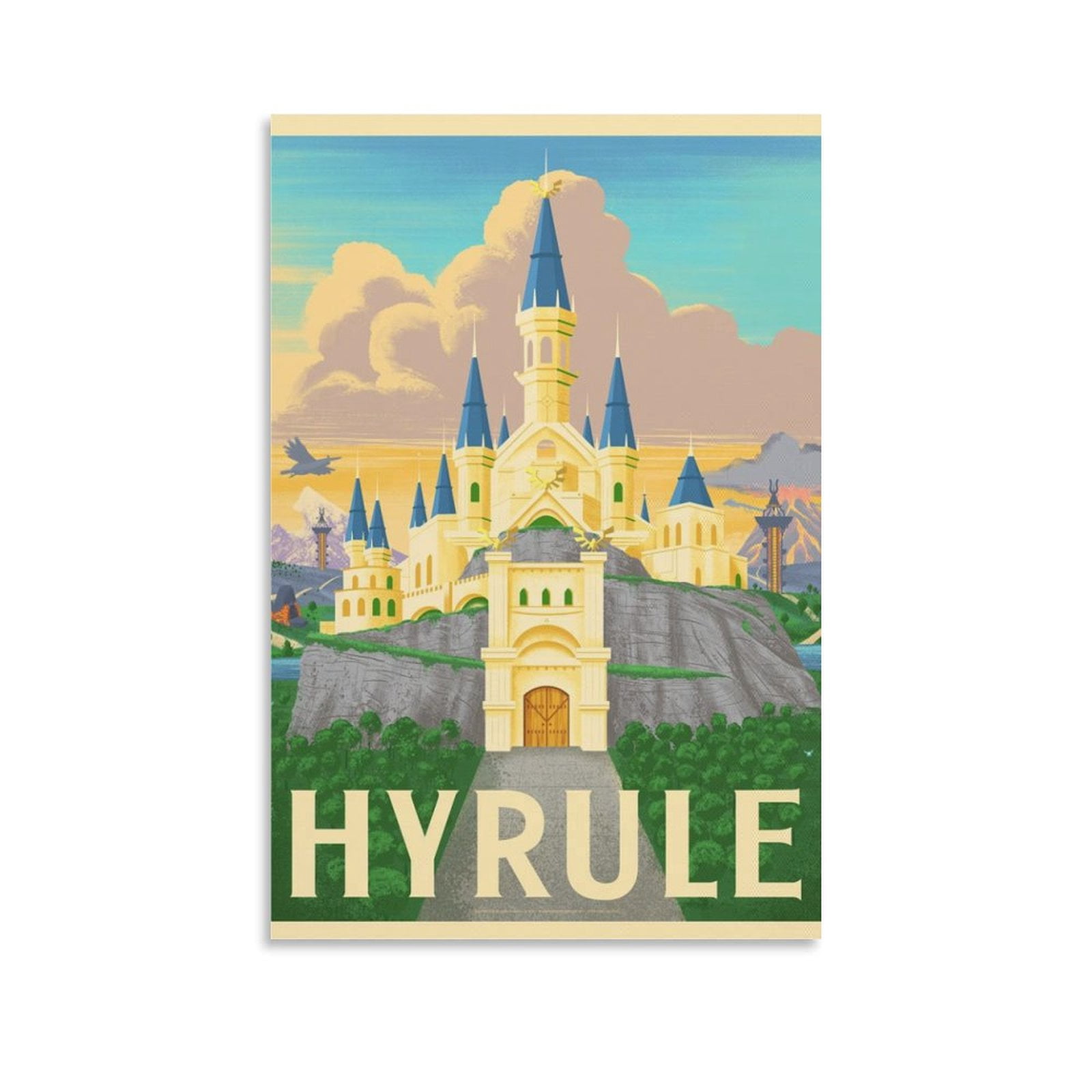 Hyrule Travel Poster Vintage Painting On Canvas Wall Art Poster Scroll ...