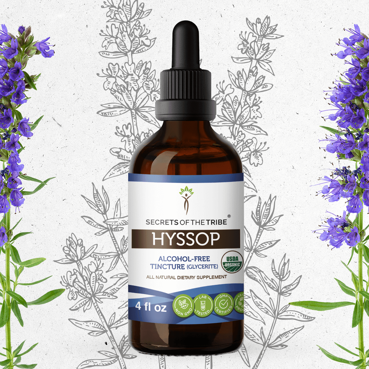 Hyssop Tincture Alcohol-FREE Extract, Organic Hyssop (Hyssopus ...