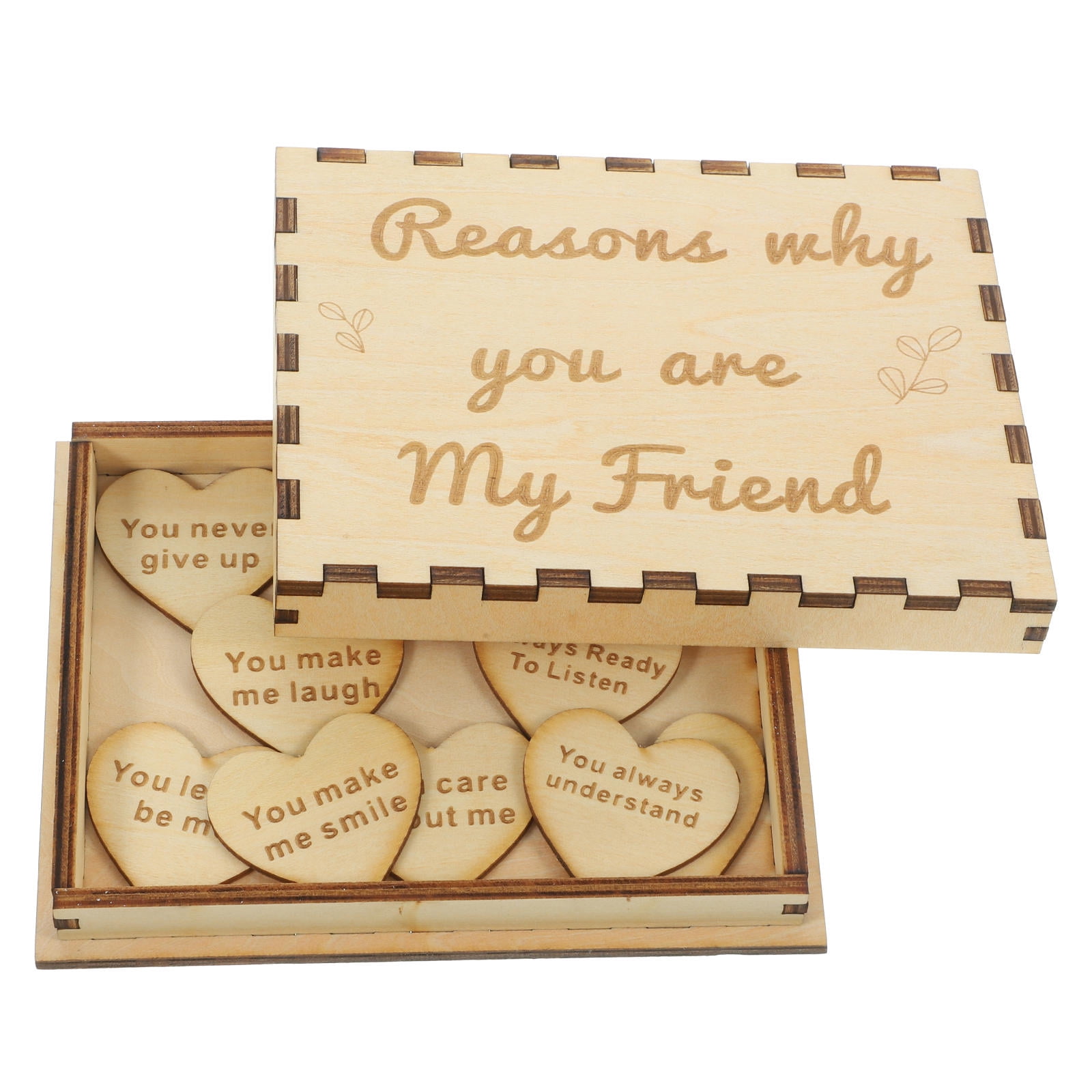Hytrove 1 Set Keepsake Box for Friendship Wooden present Packaging with Heart-shaped Wood Hearts ...