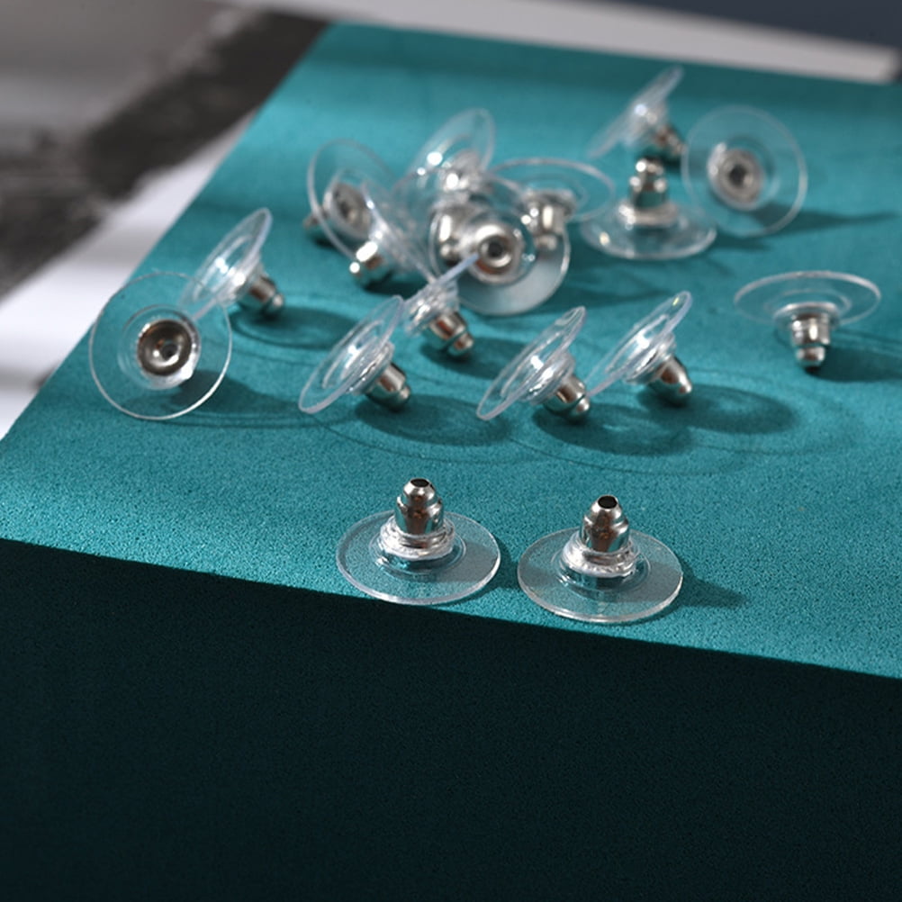 Hytrove 100PCS Earring Cap White Flat Earring Backs for Preventing Loss ...