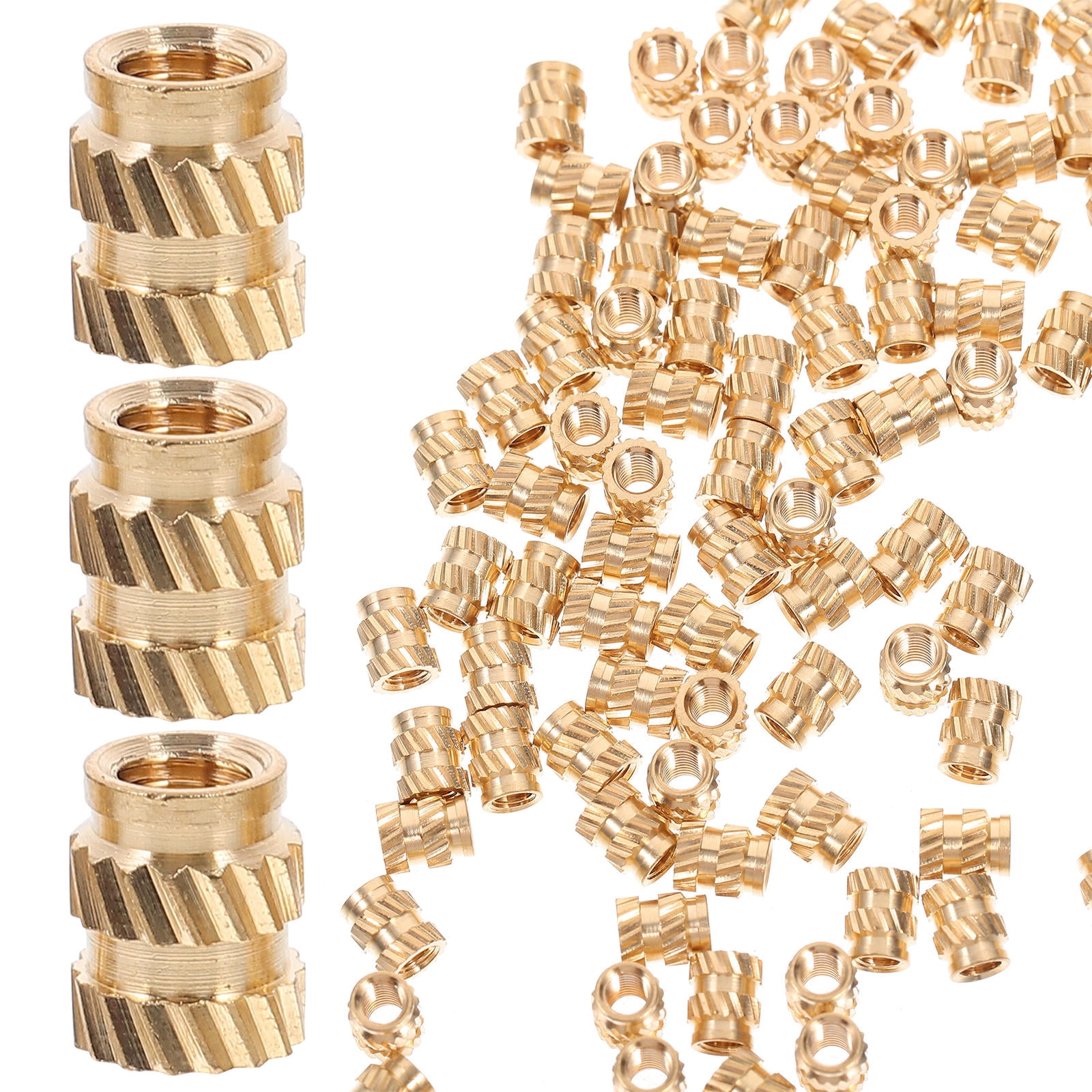 Hytrove 100Pcs Female Thread Knurled Nuts Copper Brass Embedment Nut ...