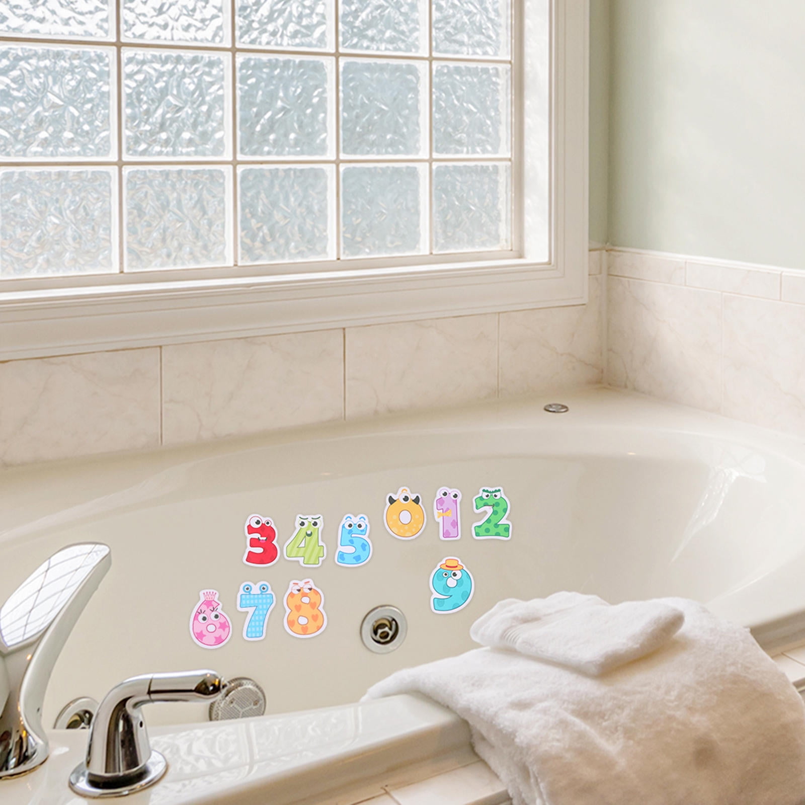 Hytrove 10Pcs Anti Skid Stickers Numbers Shape Bathroom Decals for Kids ...