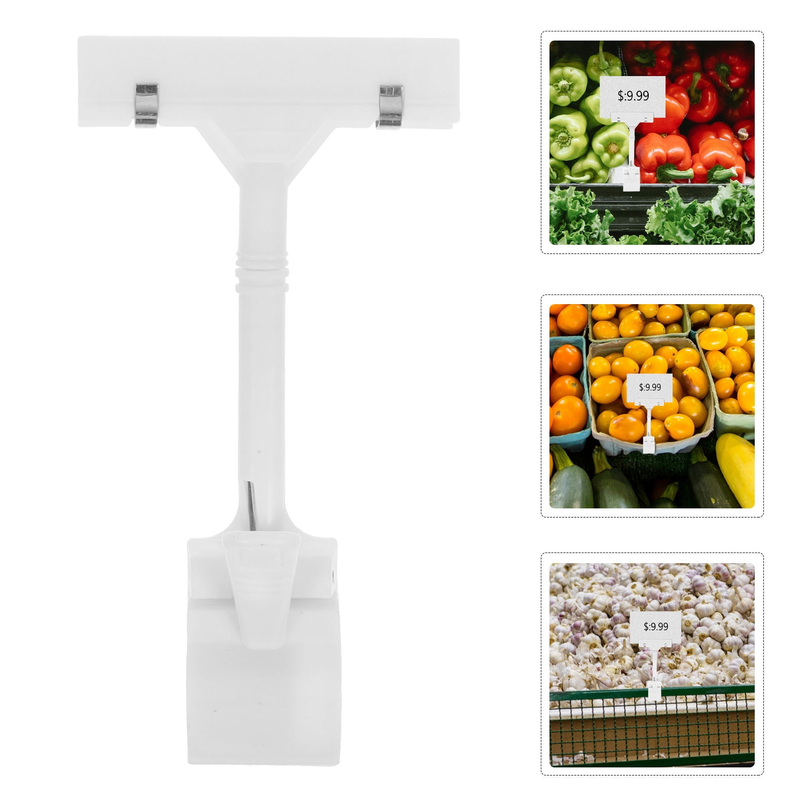 Hytrove 10Set T-Shaped Plastic Sign Clips for Retail Environments Shelf ...