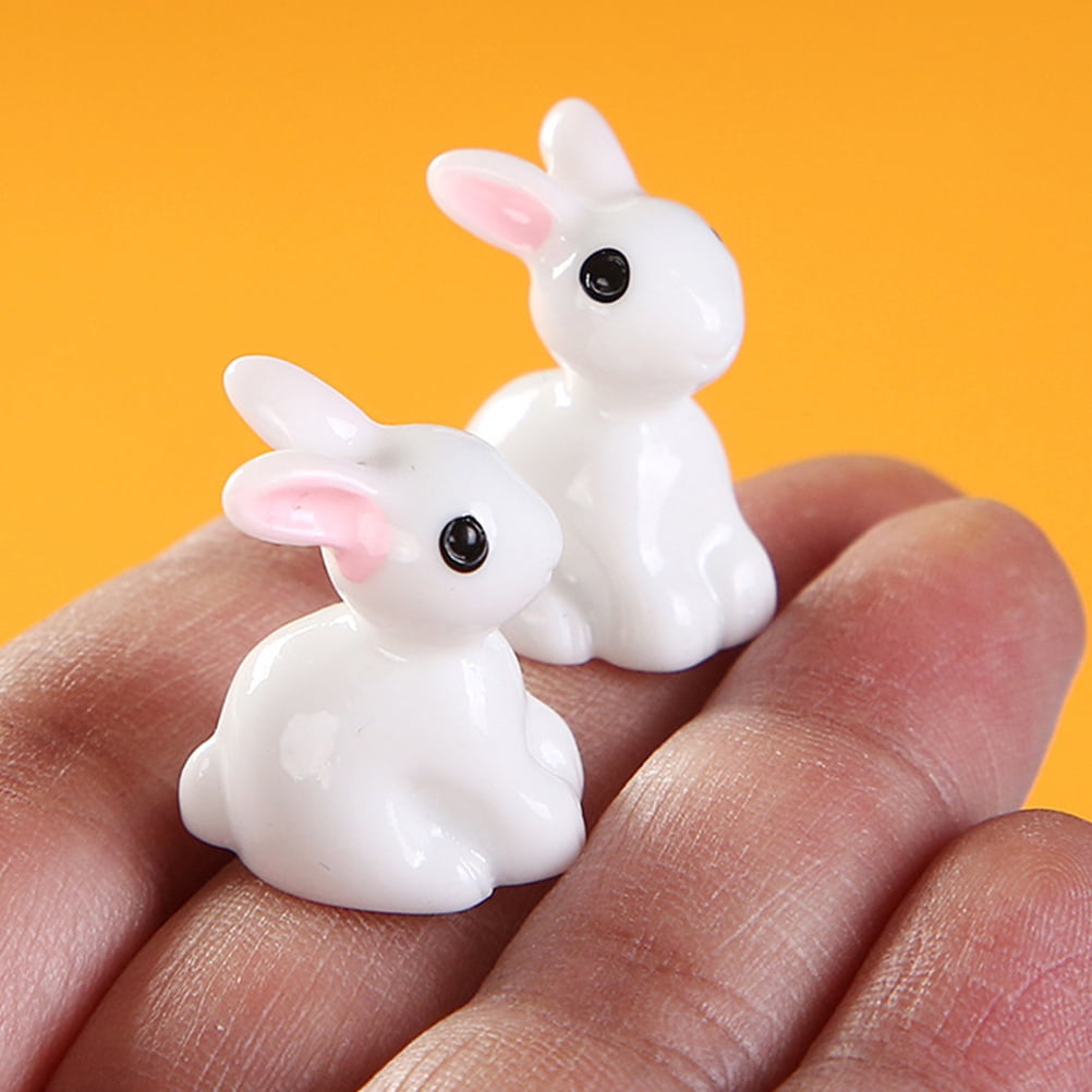 Hytrove 12Pcs Rabbit Garden Statue White Resin Bunny Cute Figurine For ...