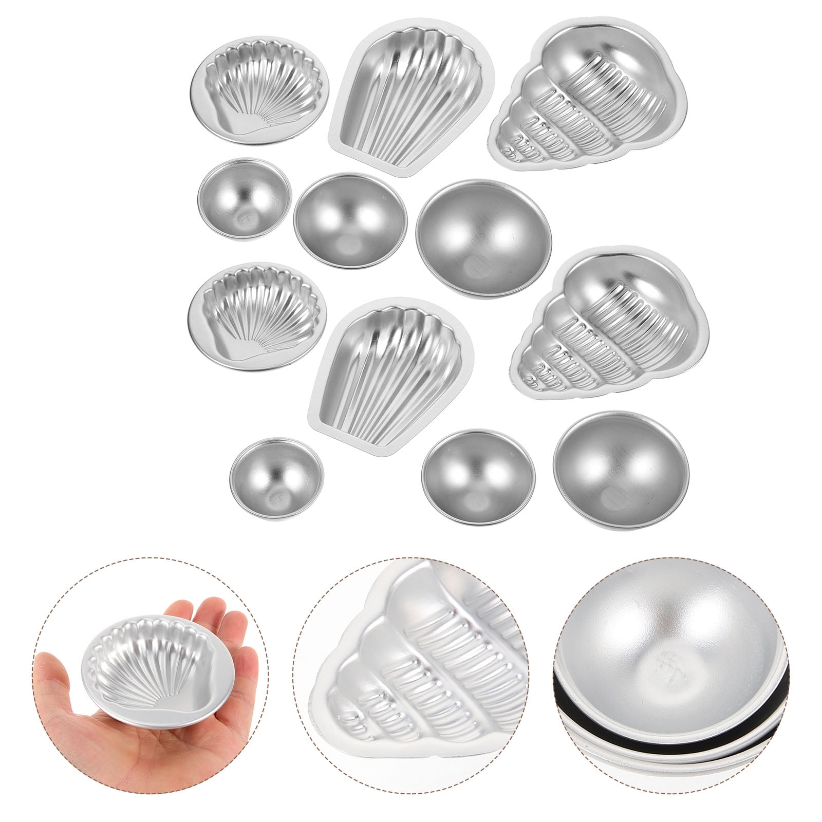 Hytrove 12Pcs Small Soap Molds Scallop Shape Silver Soap Mold Kit for ...