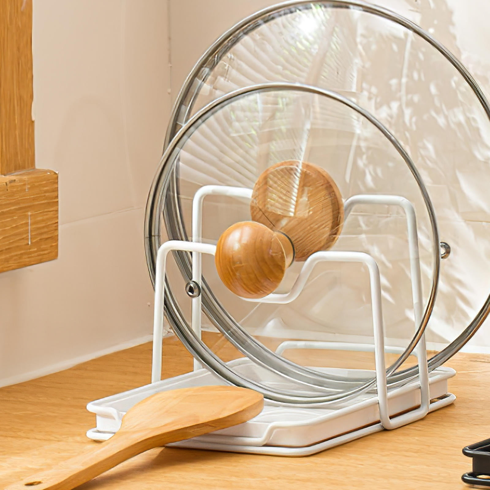 Hytrove Saucepan Lid Storage Kitchen Storage Rack White 1Pcs 7.5x6.2x5 ...