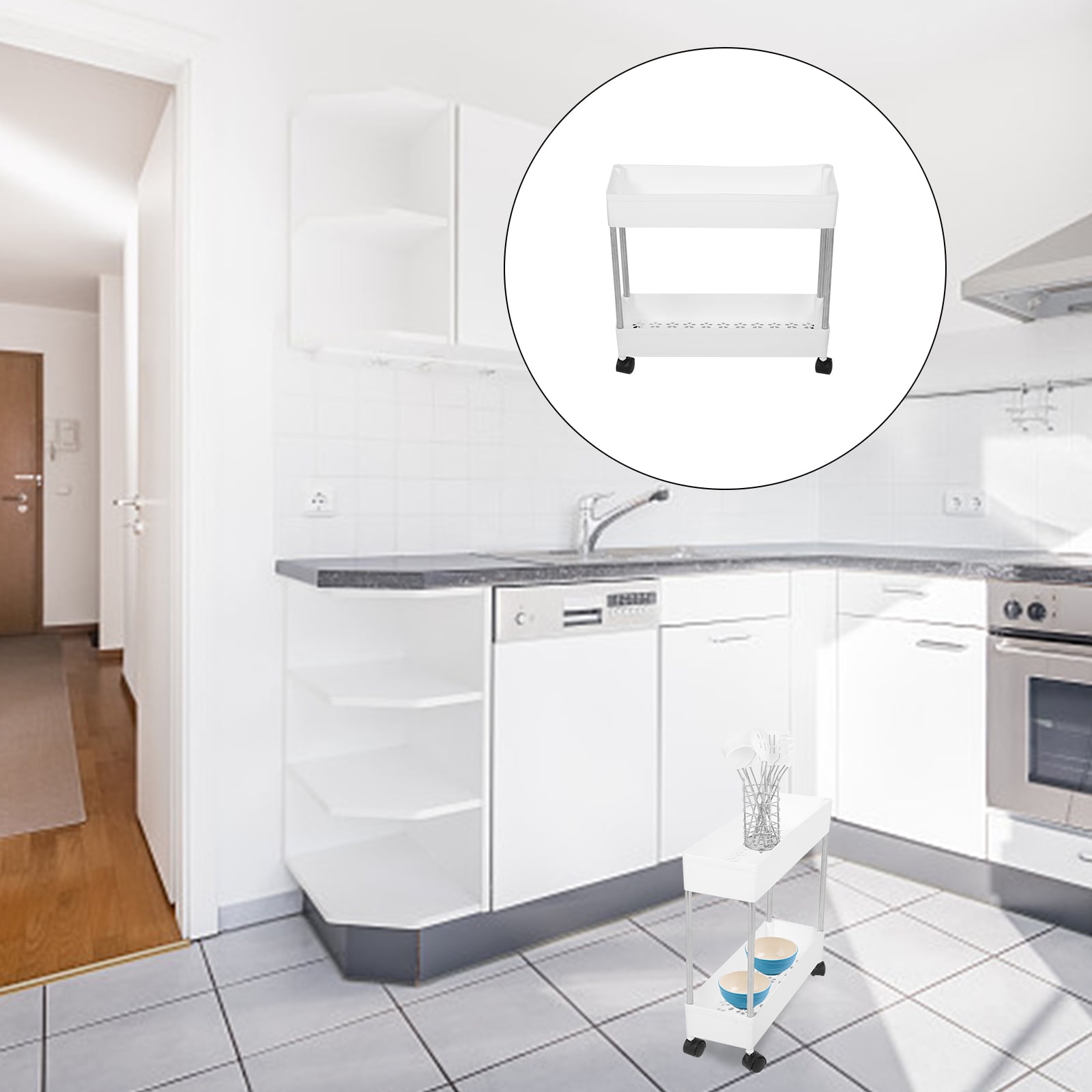 Hytrove 1Pack Kitchen Utility Rack White Plastic and Iron for Efficient ...