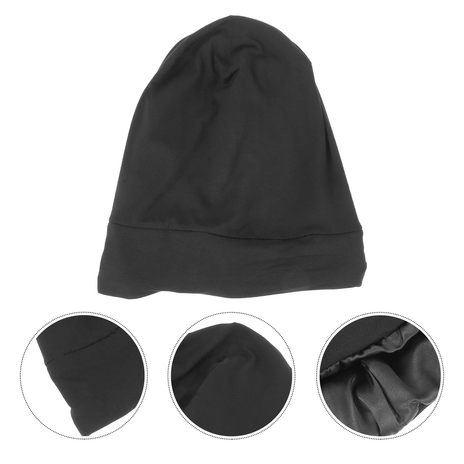 Hytrove 1Pack Sleep Hat Black Satin Cloth for Nighttime Hair Protection ...