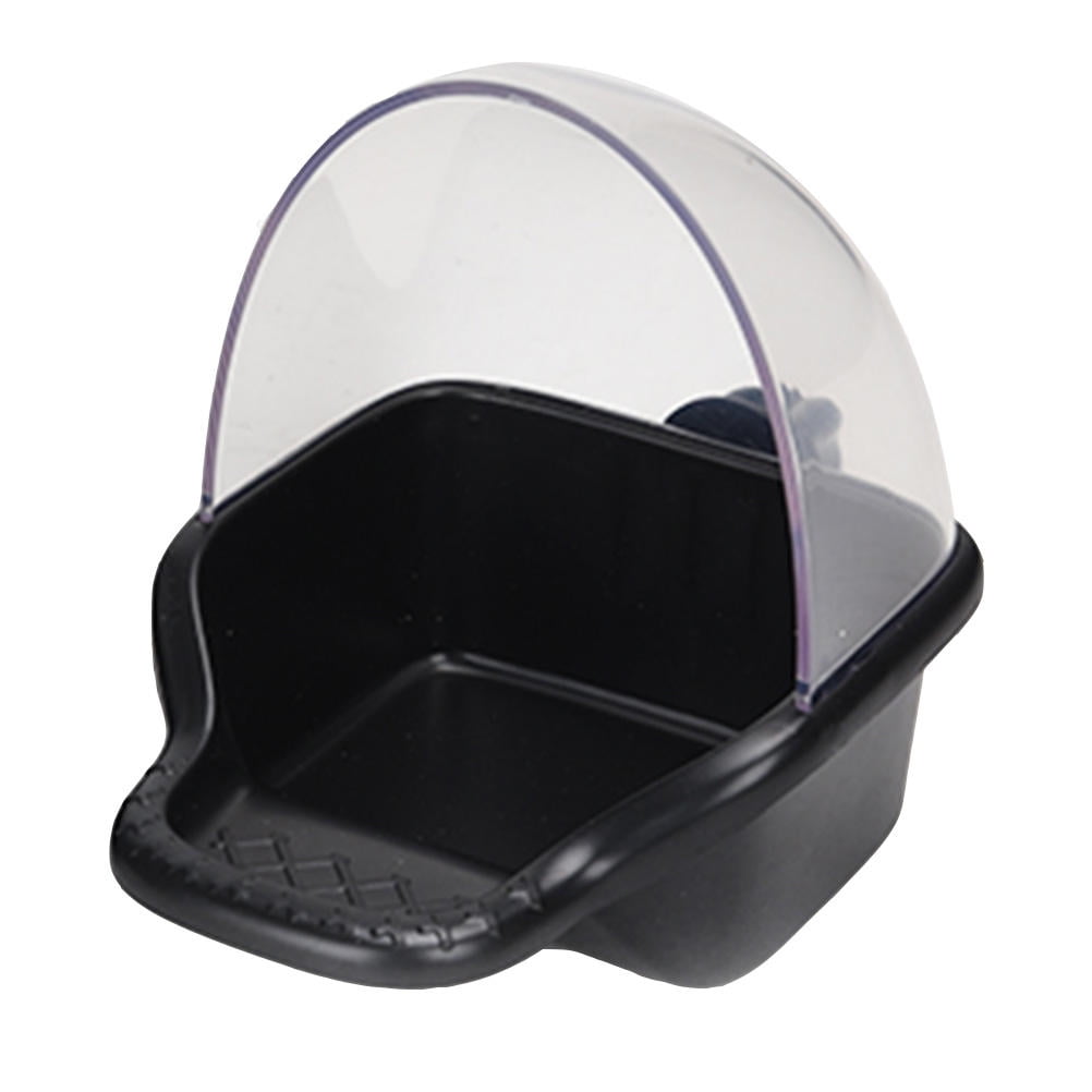 Hytrove 1Pc Leakproof Food Basin Round Black Plastic Tub for Parrots ...