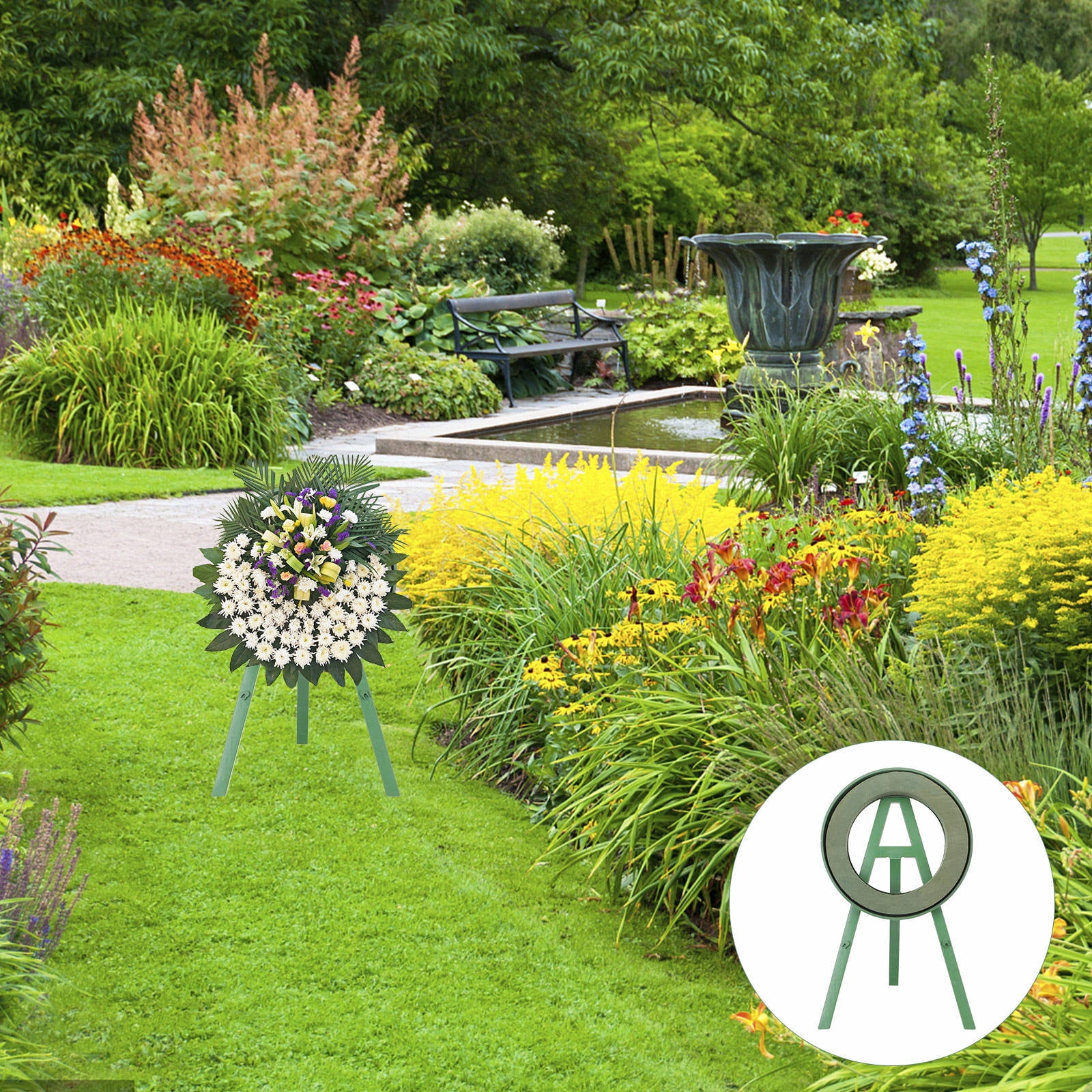 Hytrove 1Pcs Tripod Design Wreath Rack for Funeral Wreath Standing ...