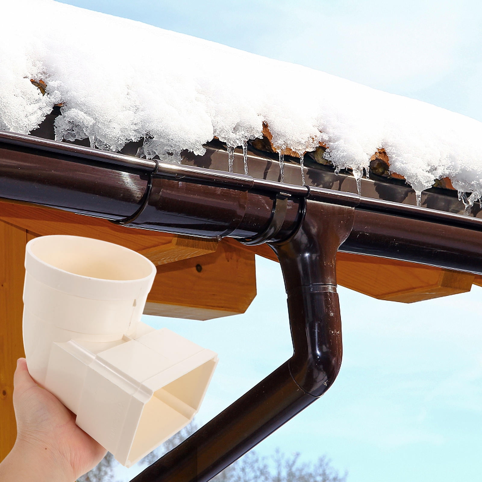 Hytrove 1Pcs White PVC Rain Water Collector System for Gutter Downspout ...