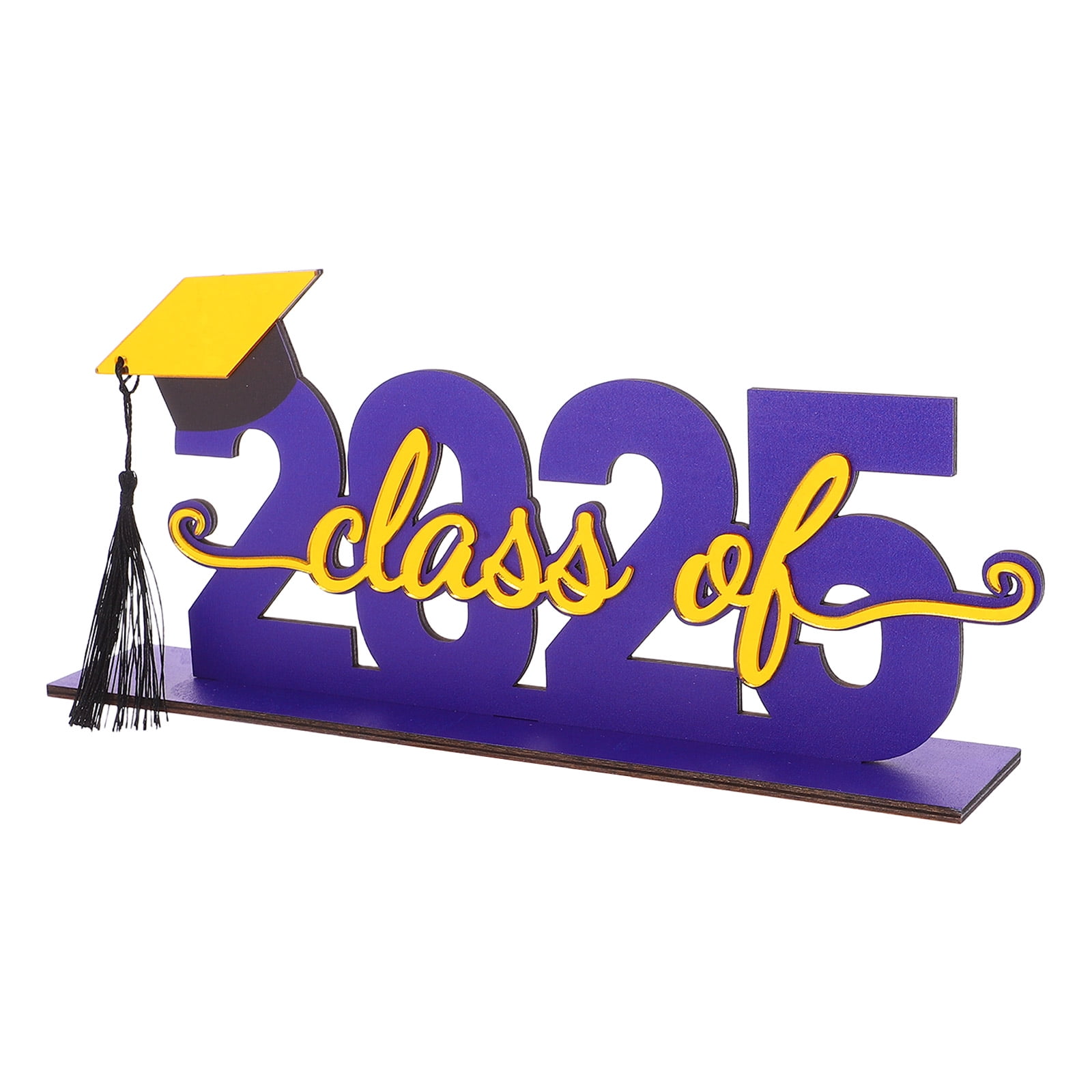 Hytrove 1Set Graduation Themed Photo Prop Wooden Sign Blue Gold .79X5 ...
