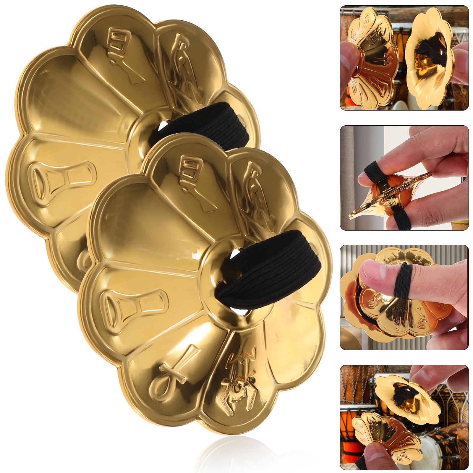 Hytrove 2 Pairs Golden Finger Symbols Instruments for Stage Performance ...