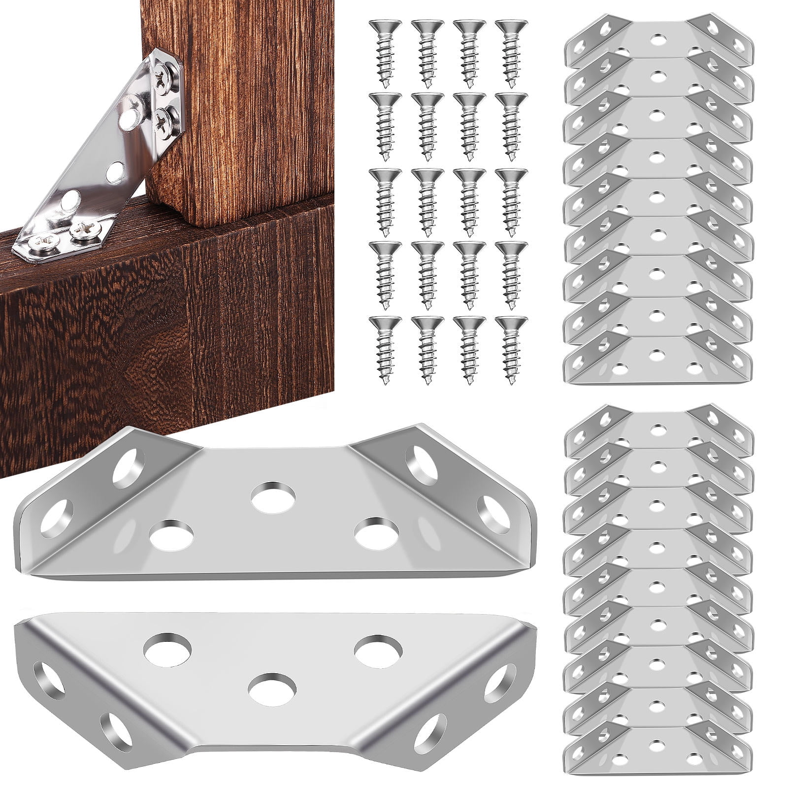 Hytrove 20 Pcs Metal Corner Brace Stainless Steel Assorted Color Fixing ...