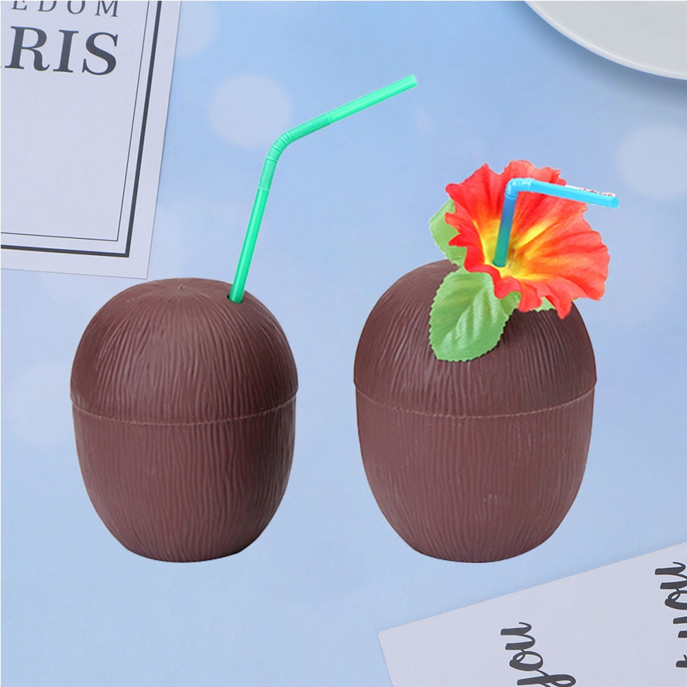 Hytrove 2PCS 500ML Coconut Cups Hawaii Themed Party Drinking Cups ...