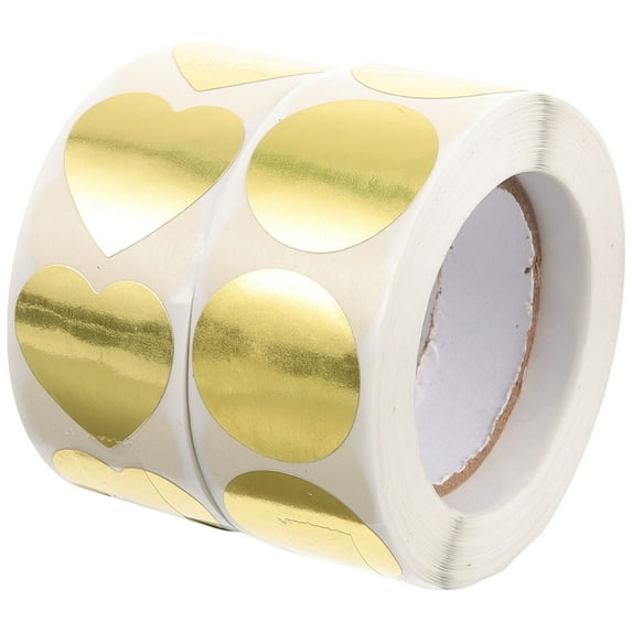 Hytrove 2Rolls Mini Heart Shape Stickers for Envelope Sealing Golden ...