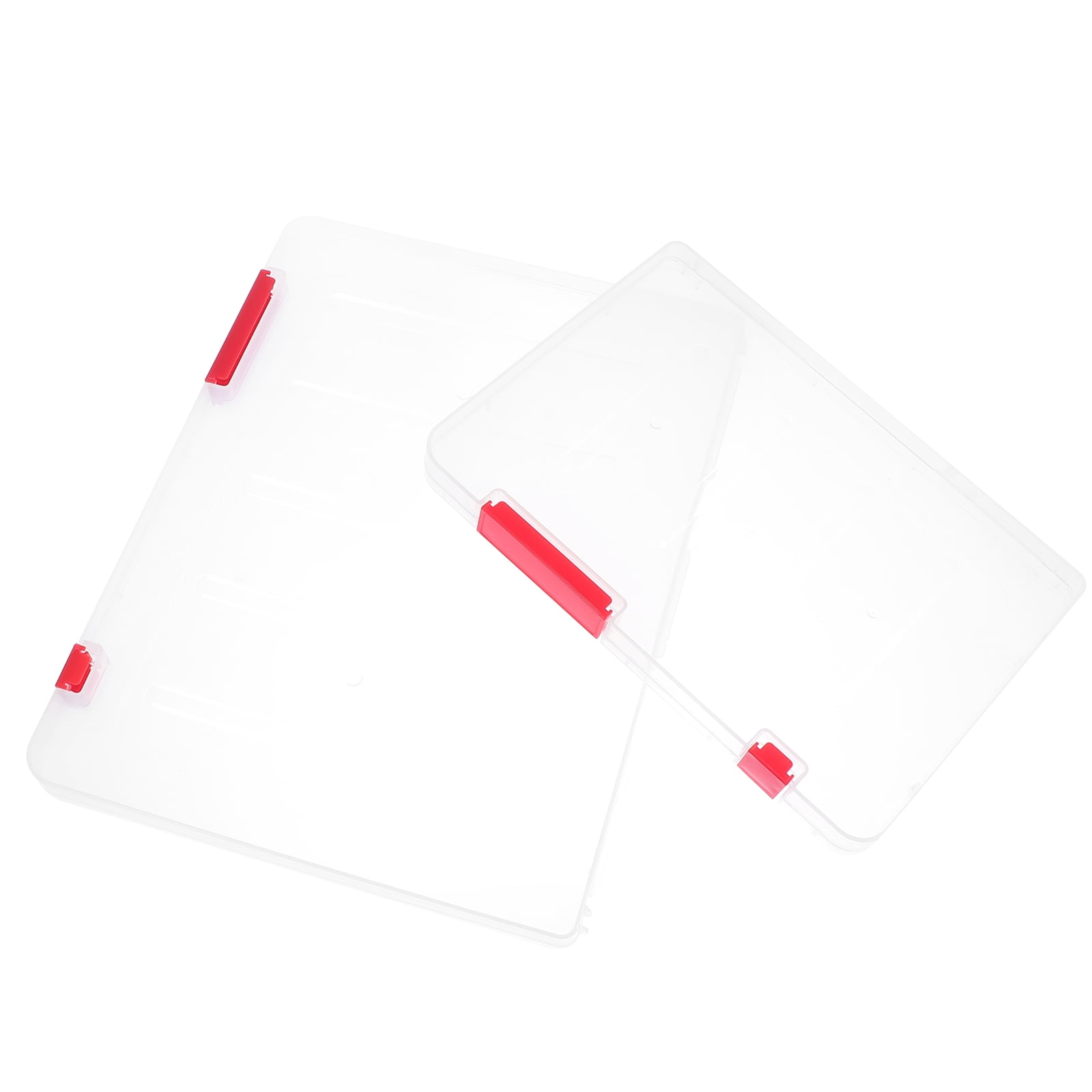 Hytrove 2Set Filing Boxes with Lids Red Rectangular File Organizer for ...