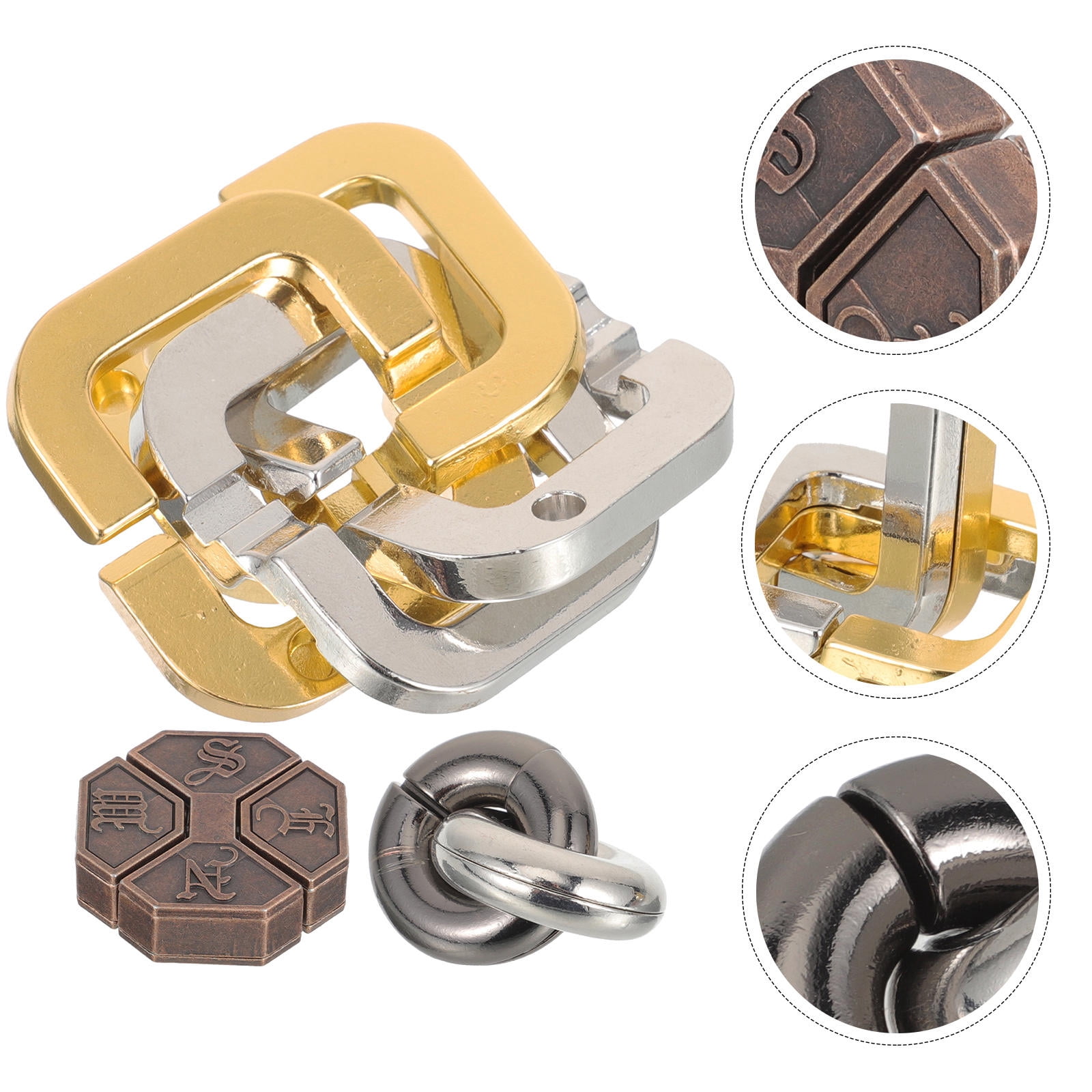 Hytrove 3 Pcs Sensory Elderly Kongming Lock Toy Brain Teaser Puzzles ...