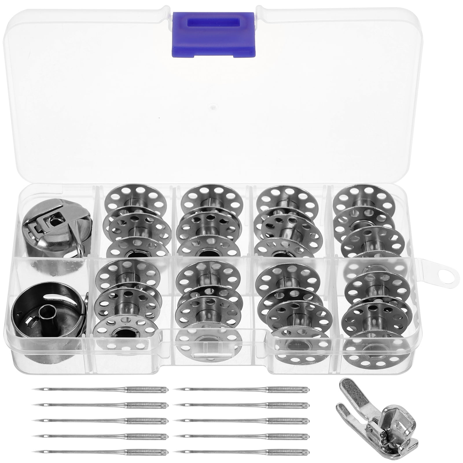 Hytrove Sewing Machine Bobbin Case with Steel Bobbins 31-Pcs Silver Replacement - Walmart.com