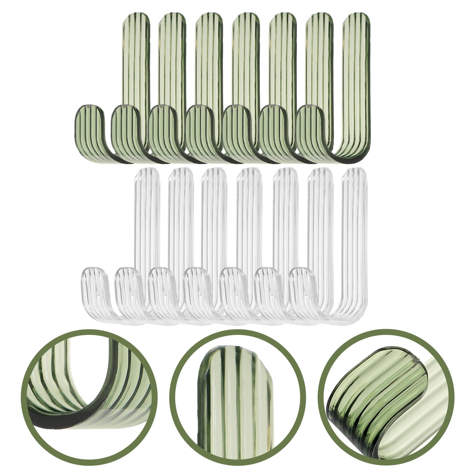 Hytrove 40Pcs Multi-Purpose Plastic Utility Hook Transparent Green for ...