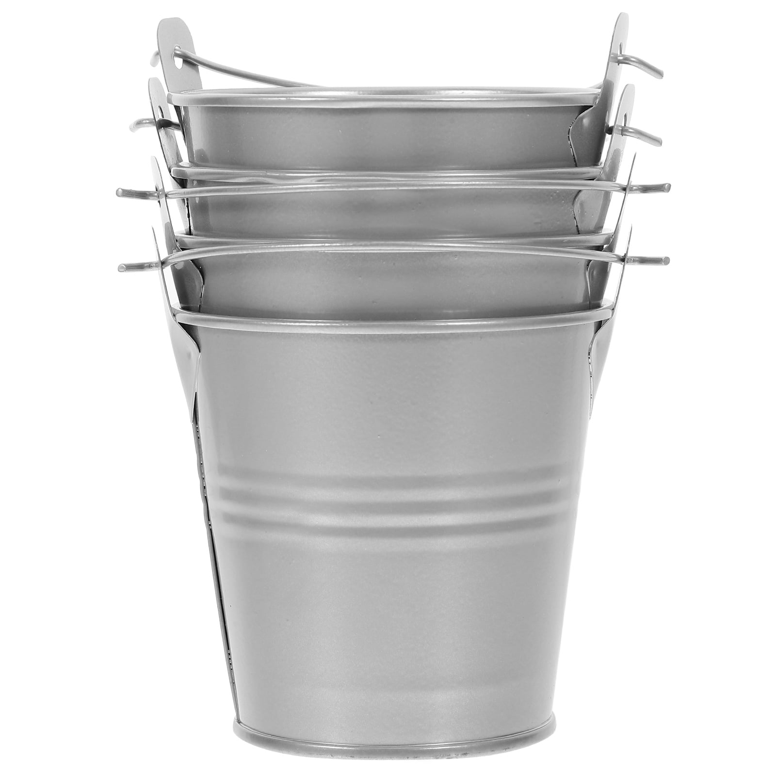 Hytrove Decorative Piece Tinplate Buckets Silver 4Set for Flower ...