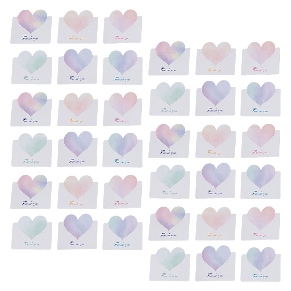 Hytrove 60pcs Love Small Greeting Card Thank You Message Cards Heart ...