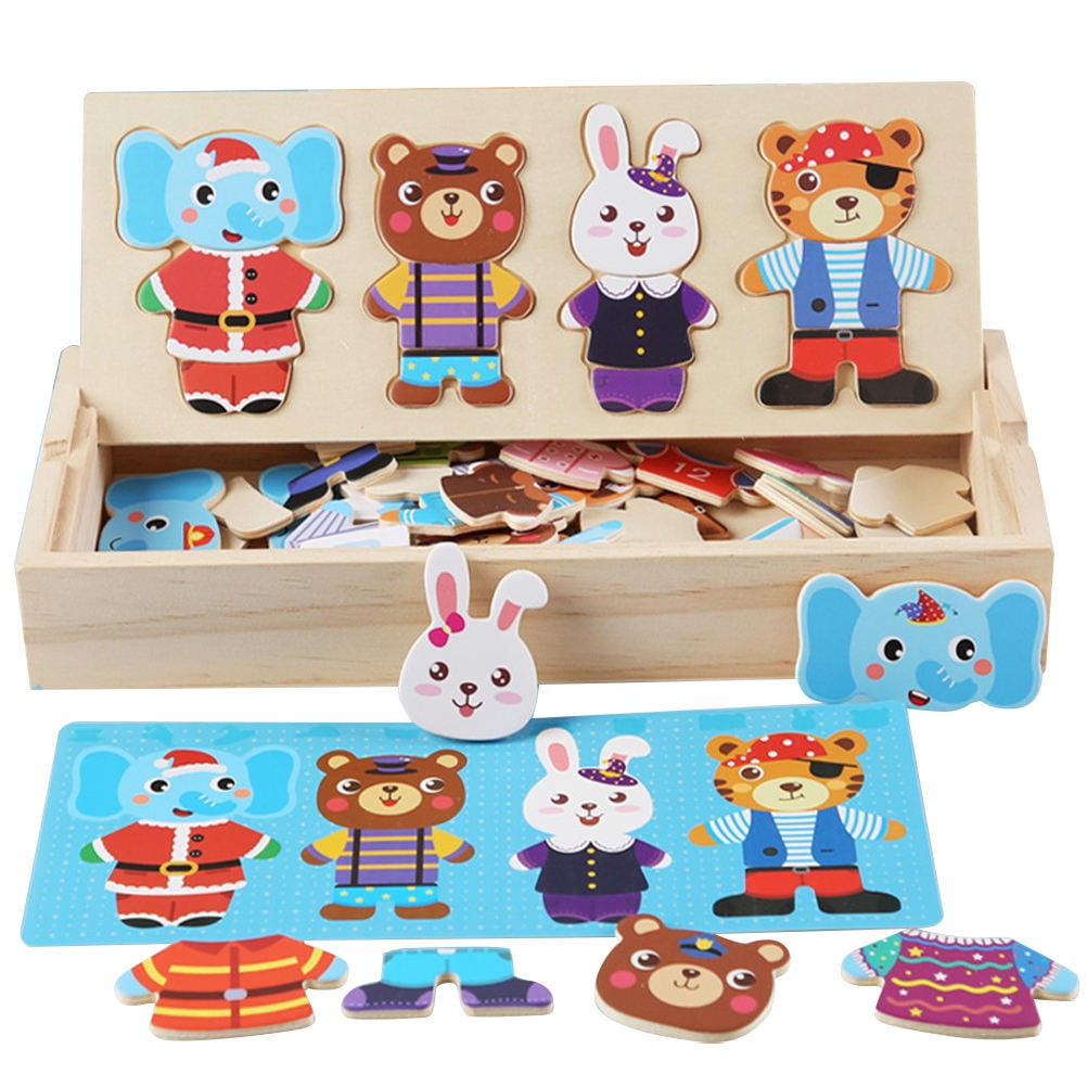 Hytrove 6Pack Wooden Cartoon Puzzle Toy With Smooth Surface Rounded ...
