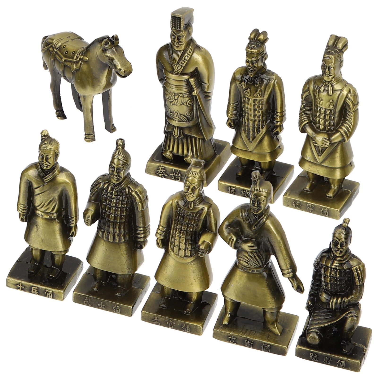 Hytrove Chinese Statues and Figurines Golden 9-Pcs Set Household Decor ...