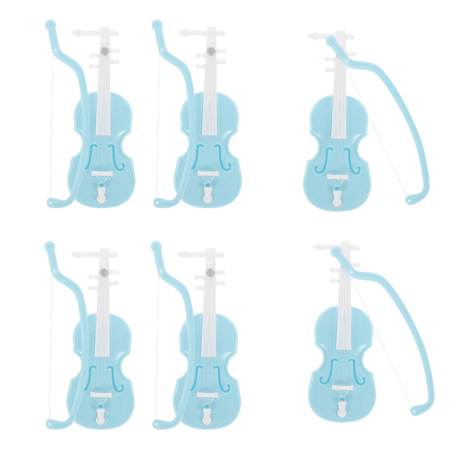 Hytrove 6Pcs Sky-Blue Plastic Mini Violin for Doll House Decoration ...