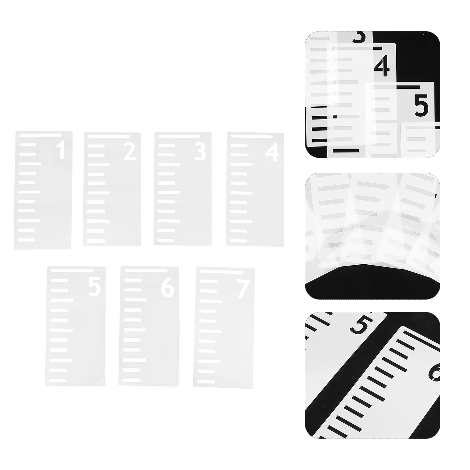 Hytrove 7Pack Height Measuring Ruler Template White Rectangular Pet For ...